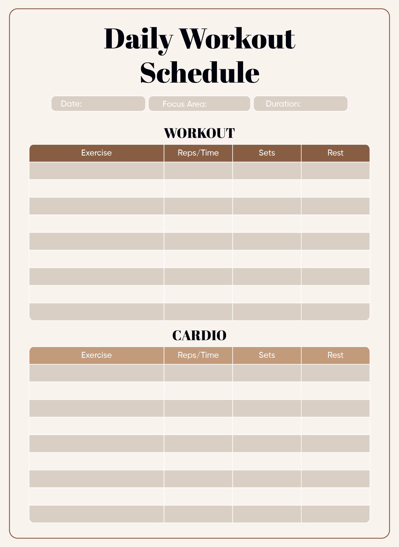 6 Best Images Of Free Printable Weekly Workout Schedule Printable 