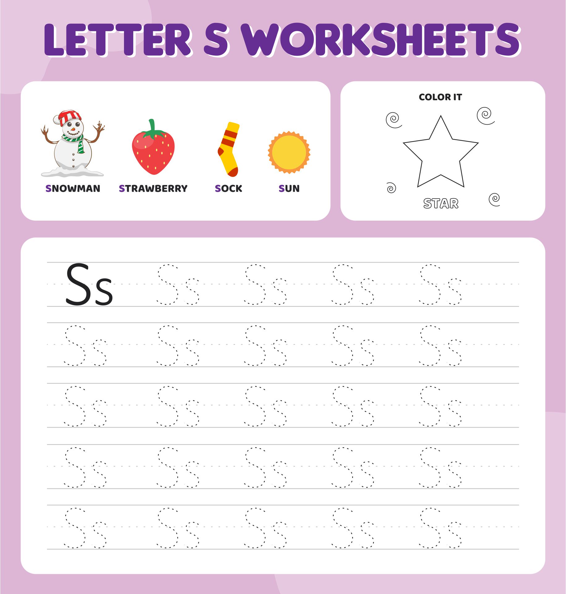 6 Best Images Of Printable Letter S Activities Things That Start With 