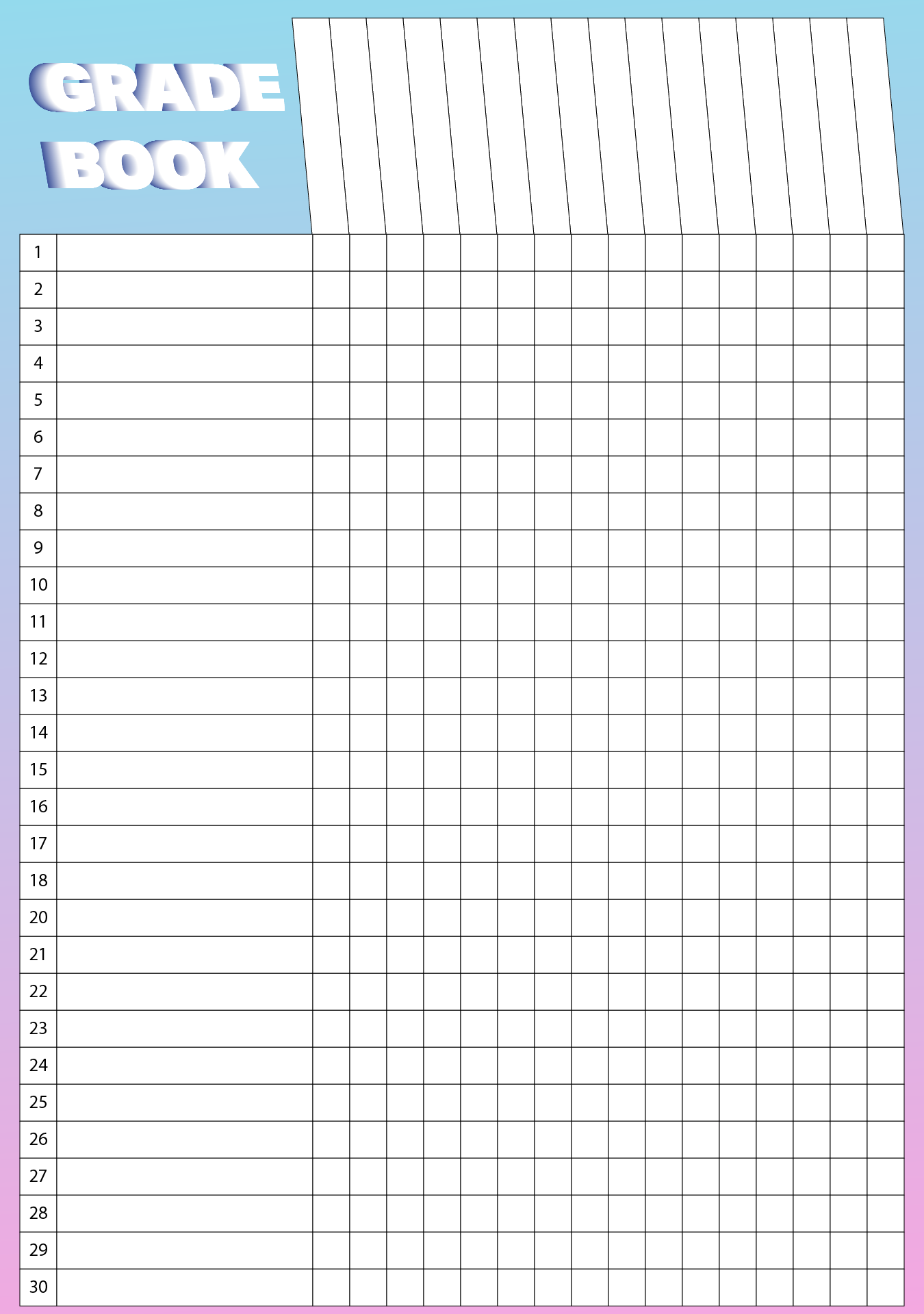 Free Printable Gradebook Printable World Holiday