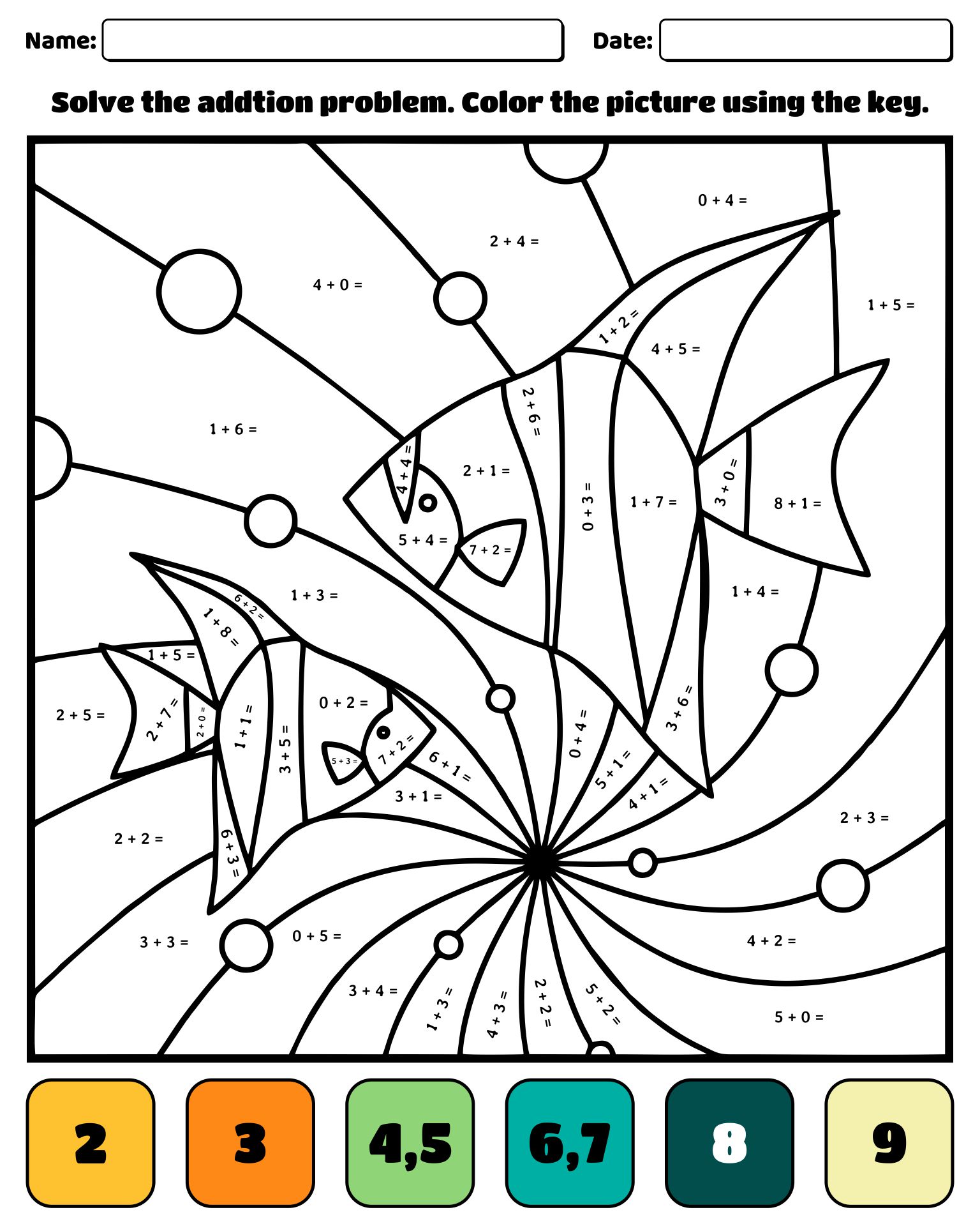 5 Best Images Of Free Printable Color By Number Addition Worksheets 