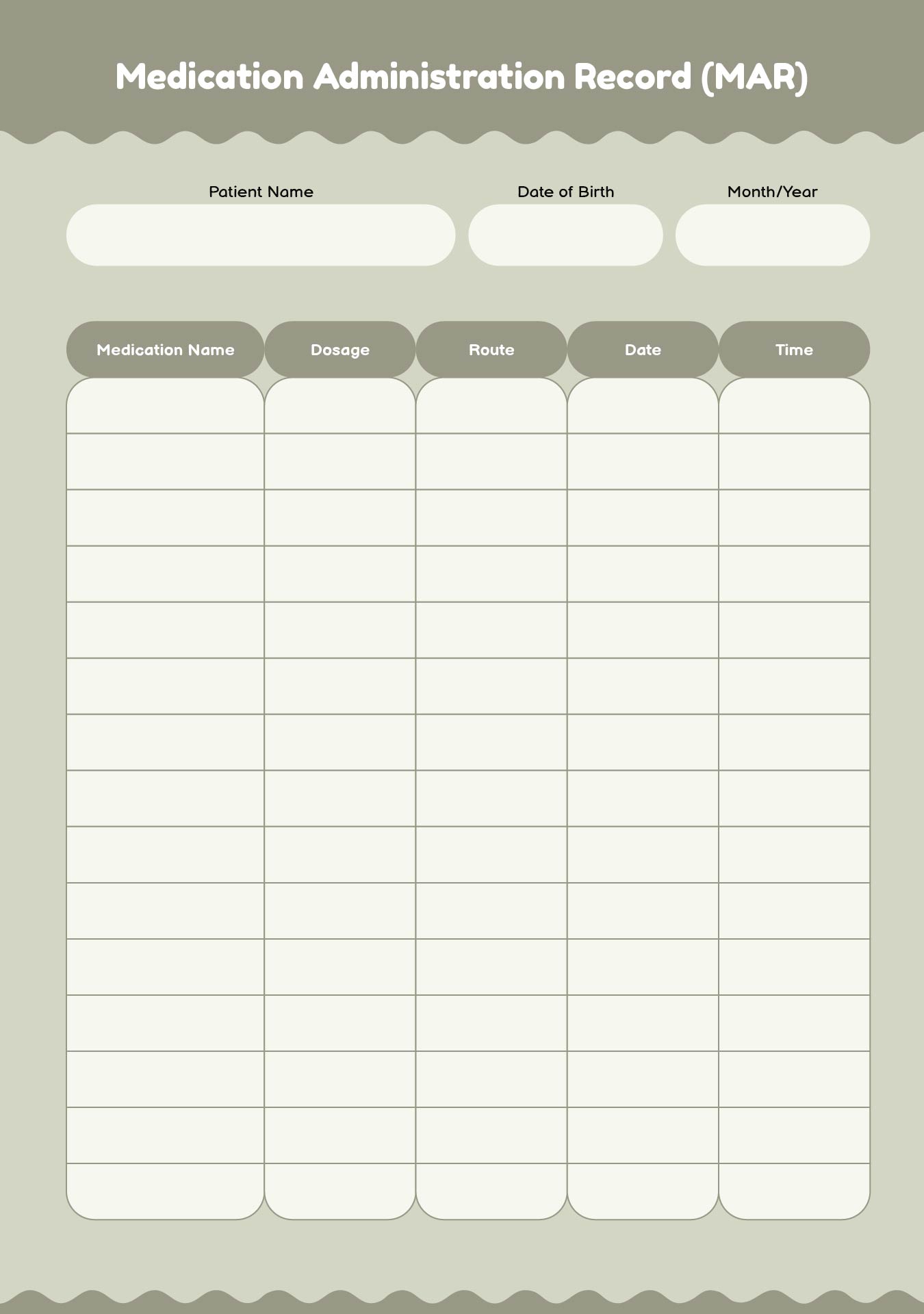 Free Printable Medication Administration Record Template Printable 