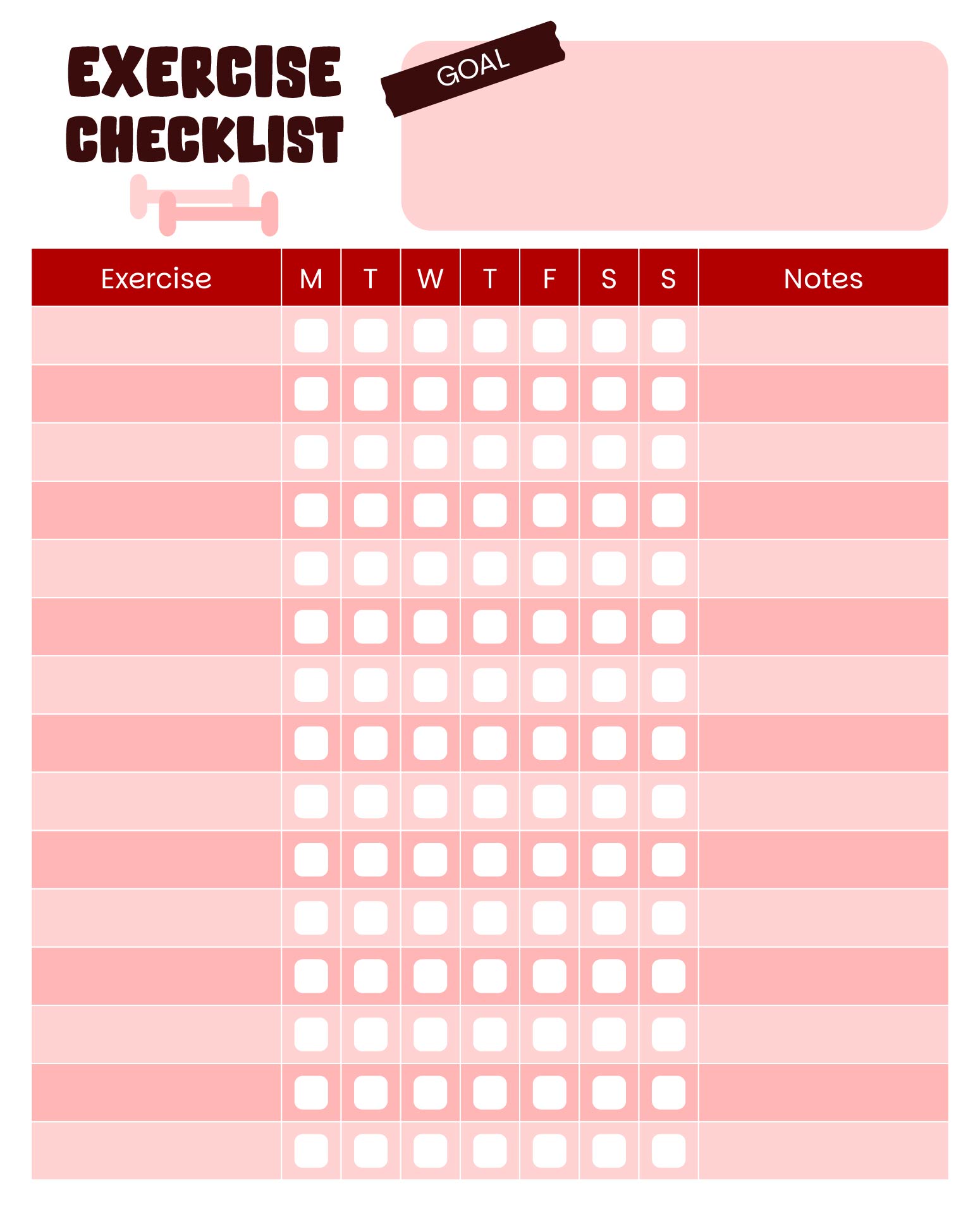5 Best Images Of Printable Exercise Checklist Free Printable House 