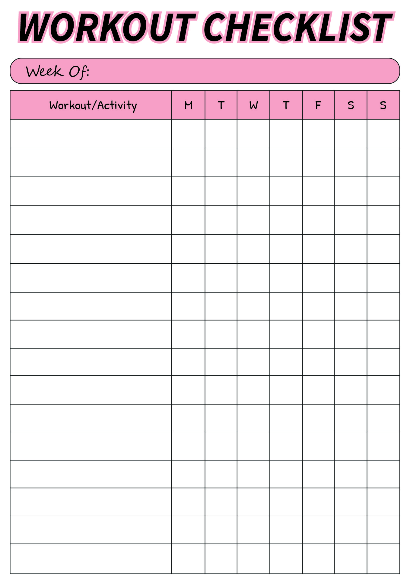 5 Best Images Of Printable Exercise Checklist Free Printable House 