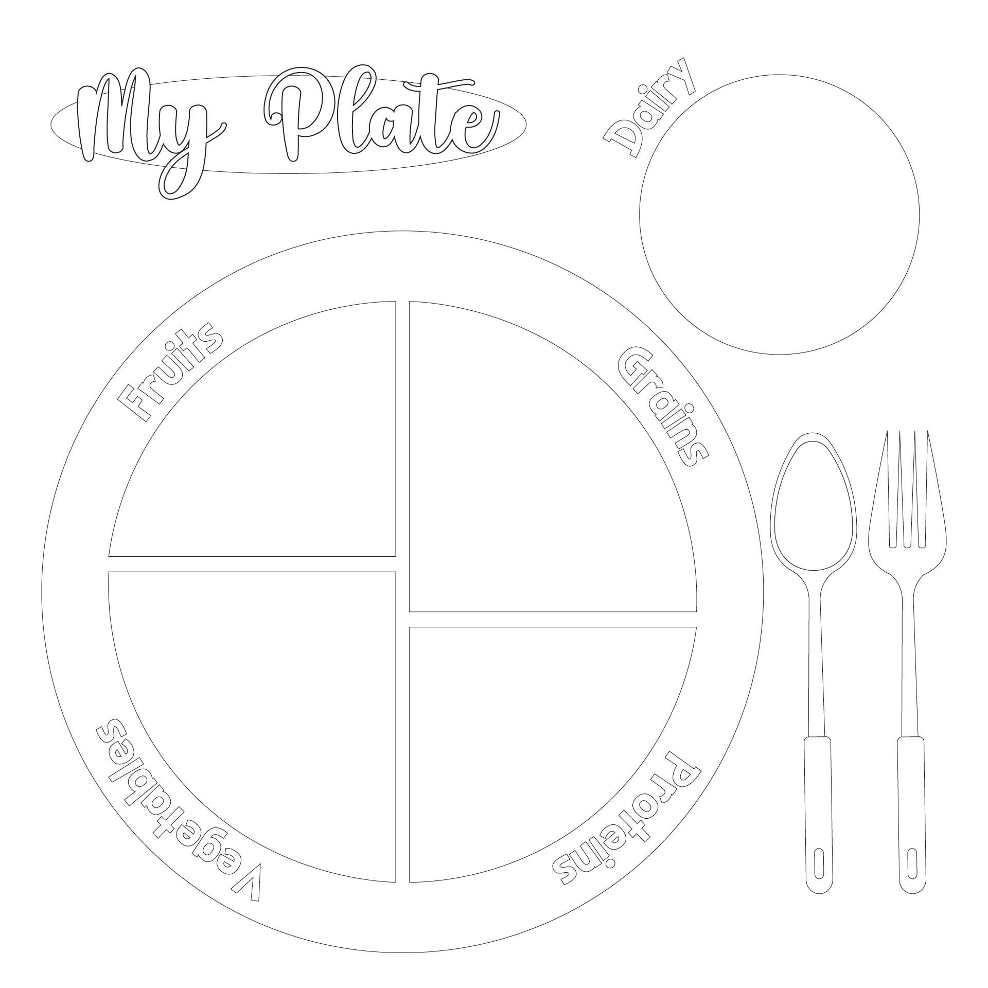 Healthy Food Plate Coloring Page Sketch Coloring Page