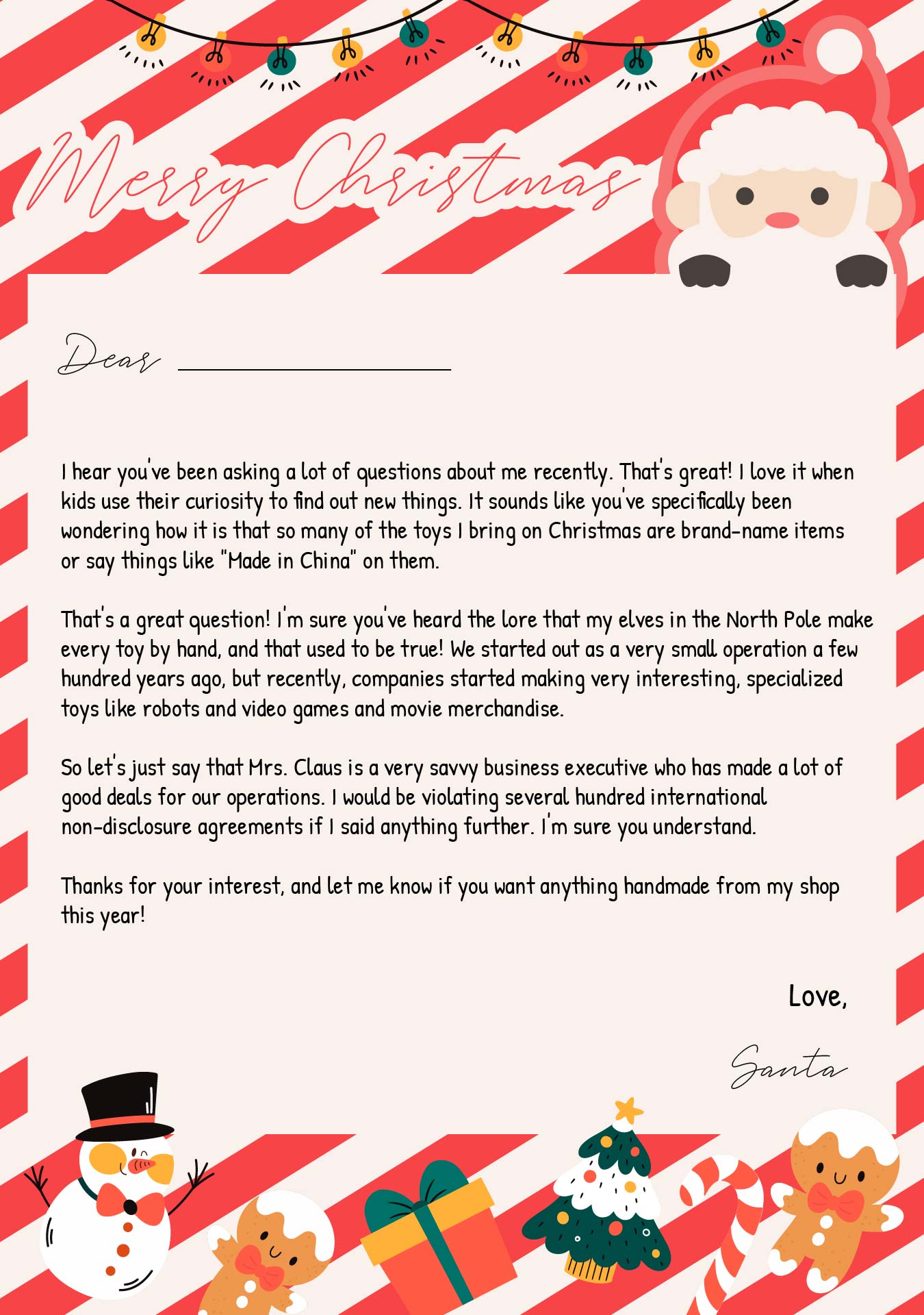 9 Best Images Of Letters From Santa Christmas Printable Father 