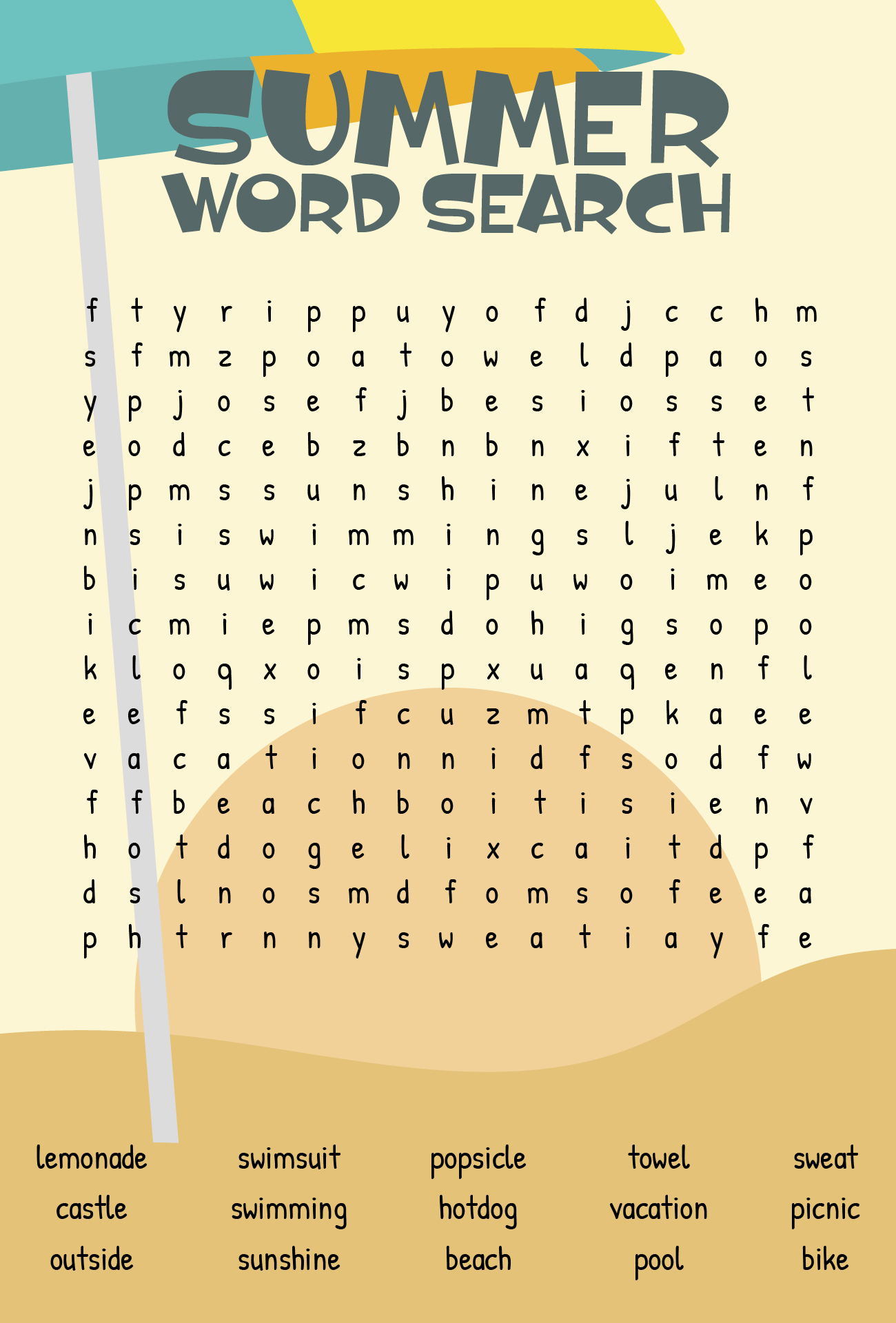 5 Best Images Of Free Printable Summer Word Search Puzzles Kids 