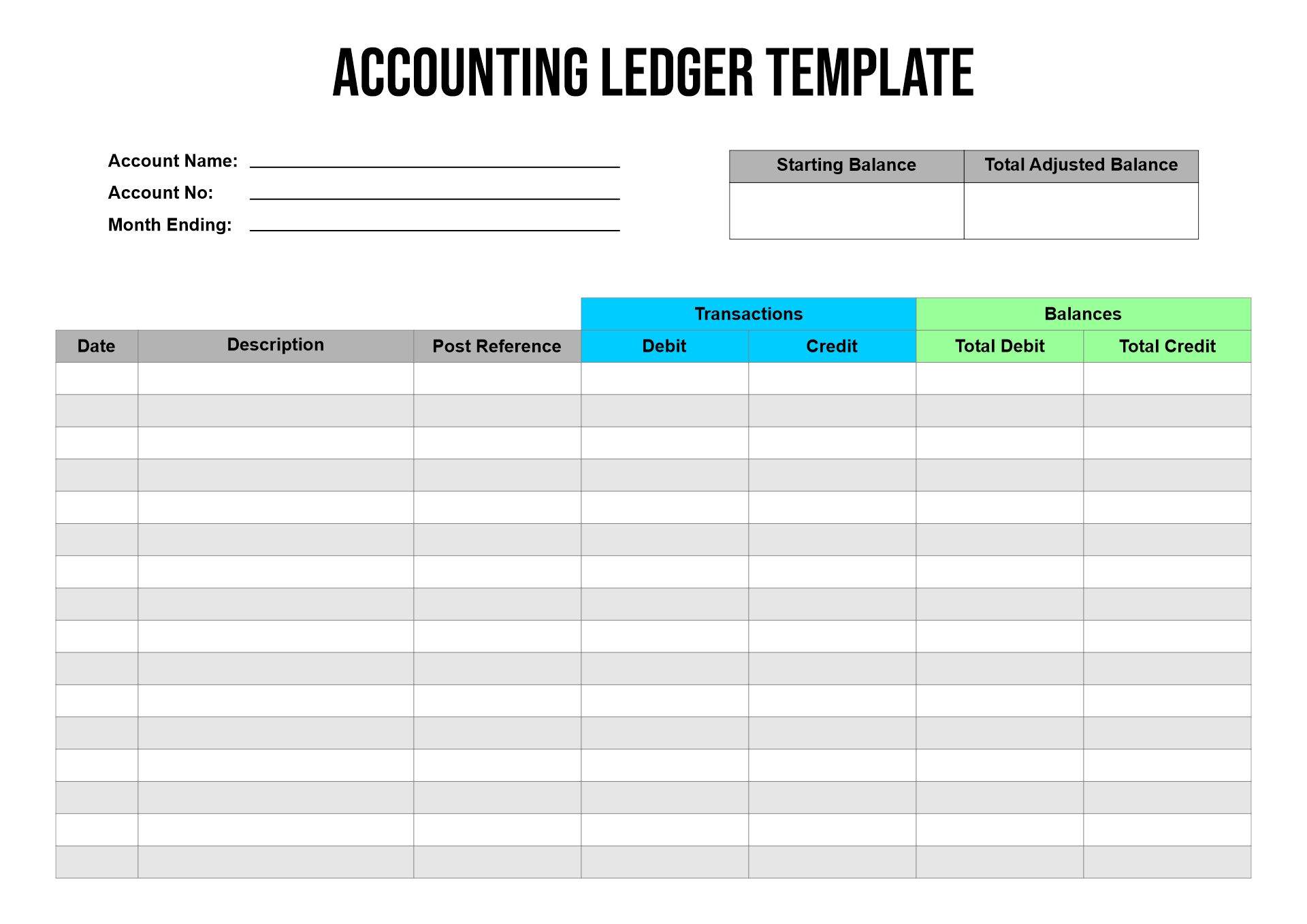 Blank Ledger Template