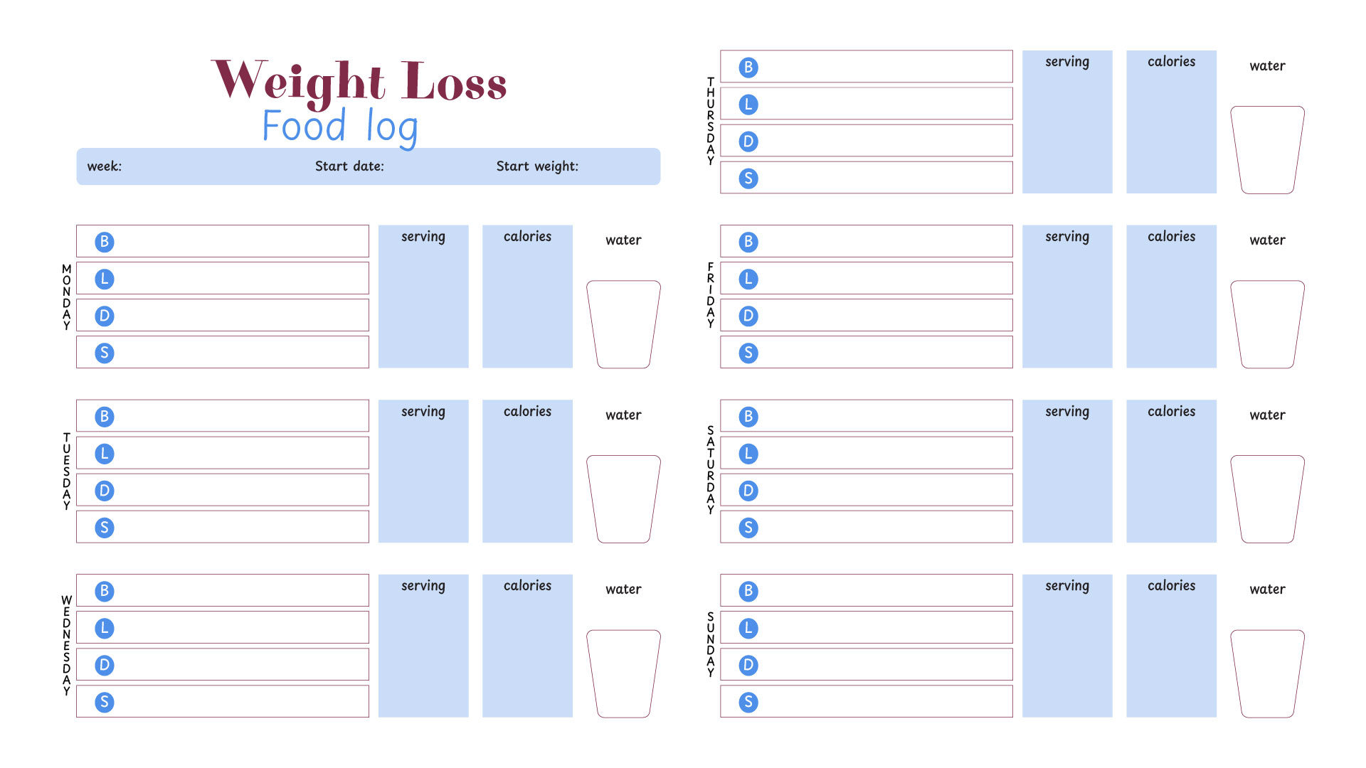 8 Best Images Of Printable Weight Log Sheet Printable Daily Weight
