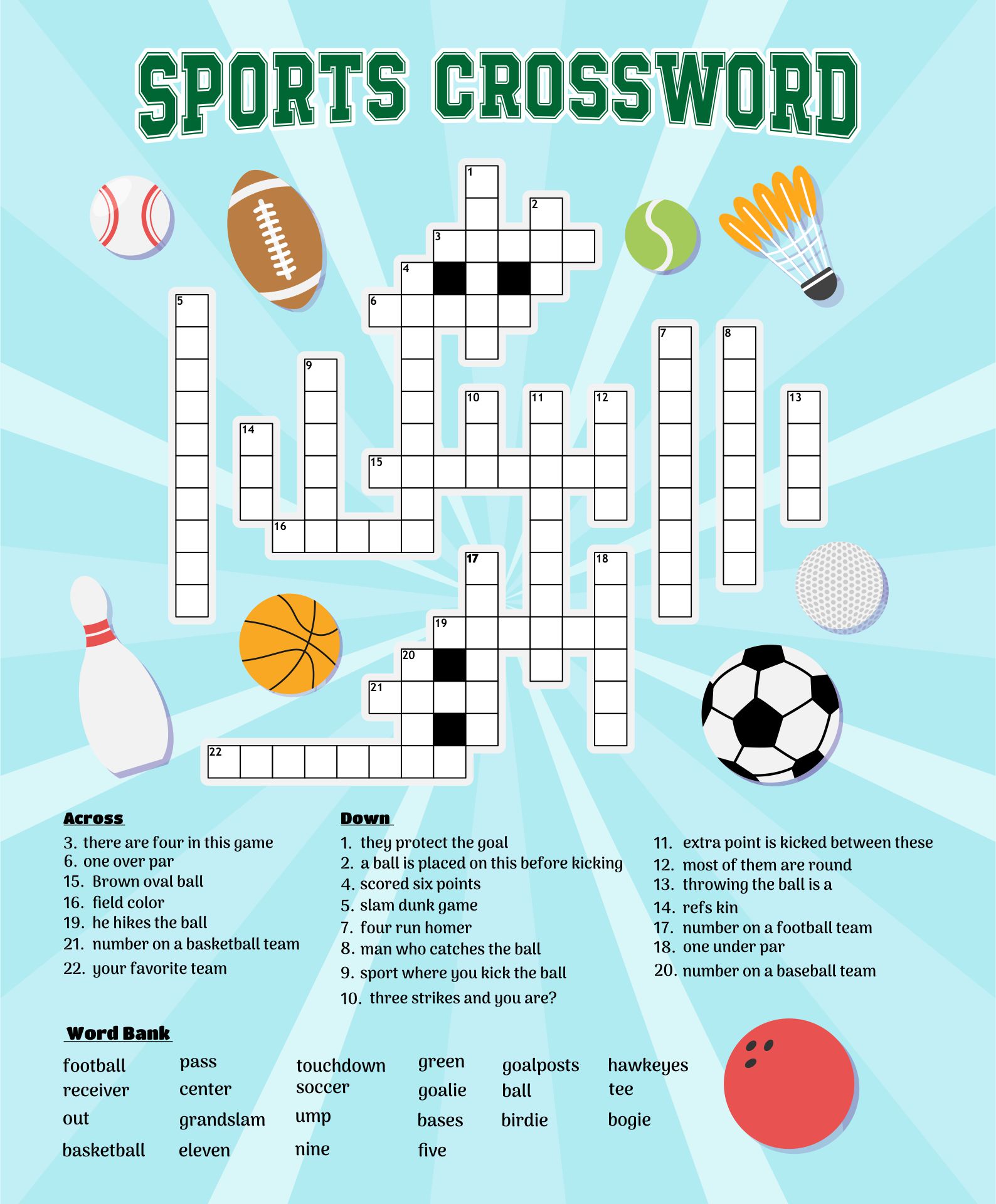 6 Best Images Of Sport Crossword Printable Printable Sports Crossword 