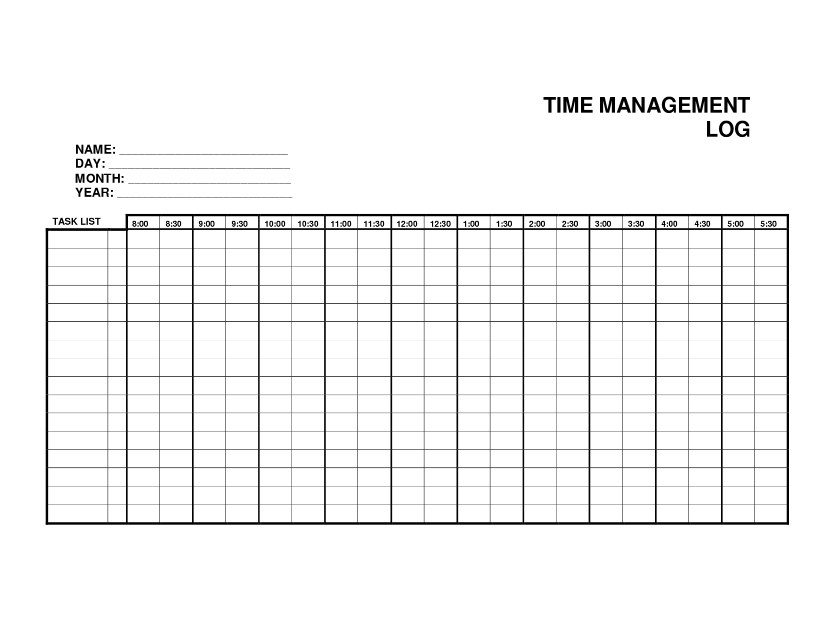 10 Best Images of Printable Time Management Log - Time Management Log ... 10 Best Images of Printable Time Management Log - Time Management Log ...