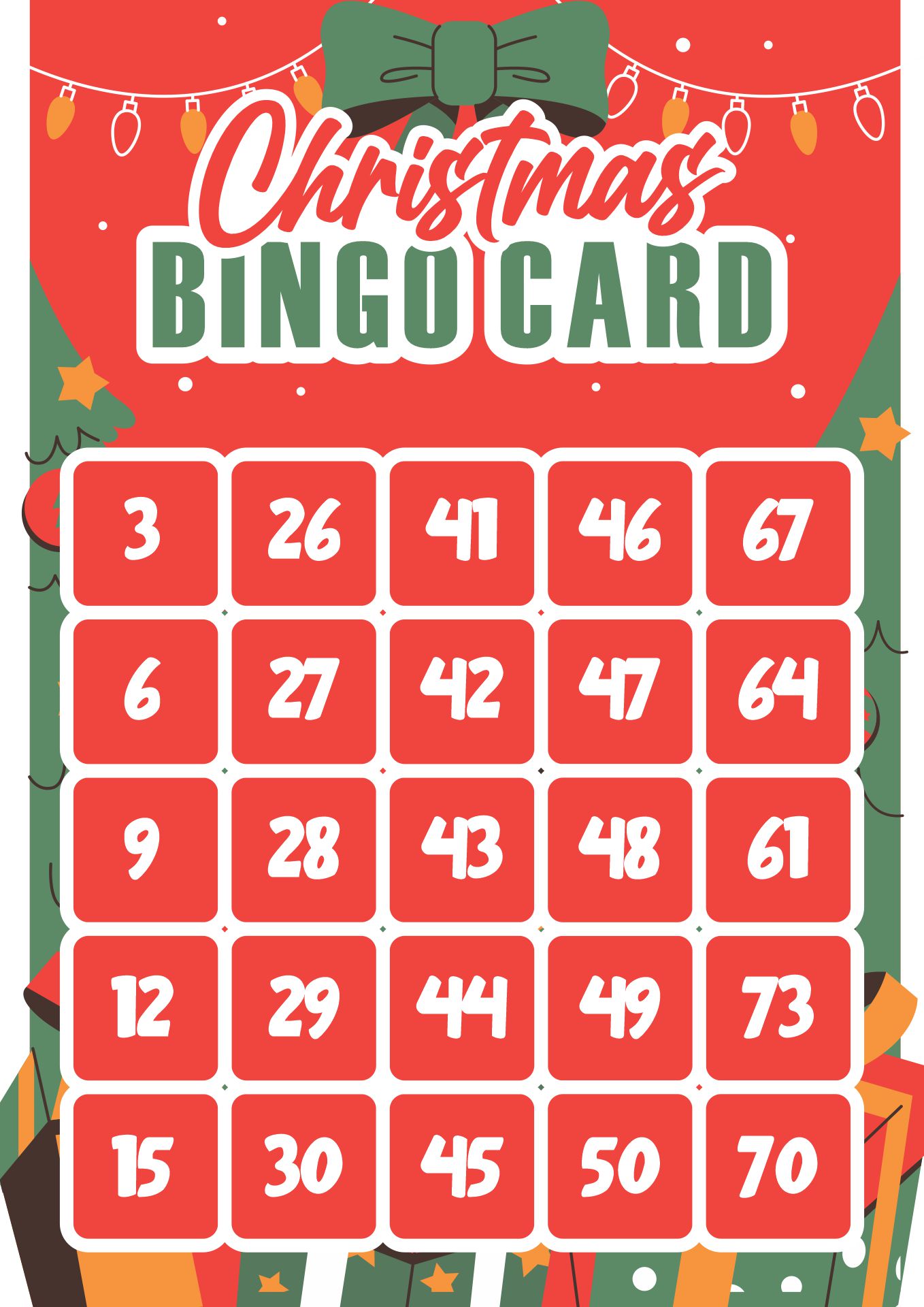 Christmas Bingo Cards Printable Free