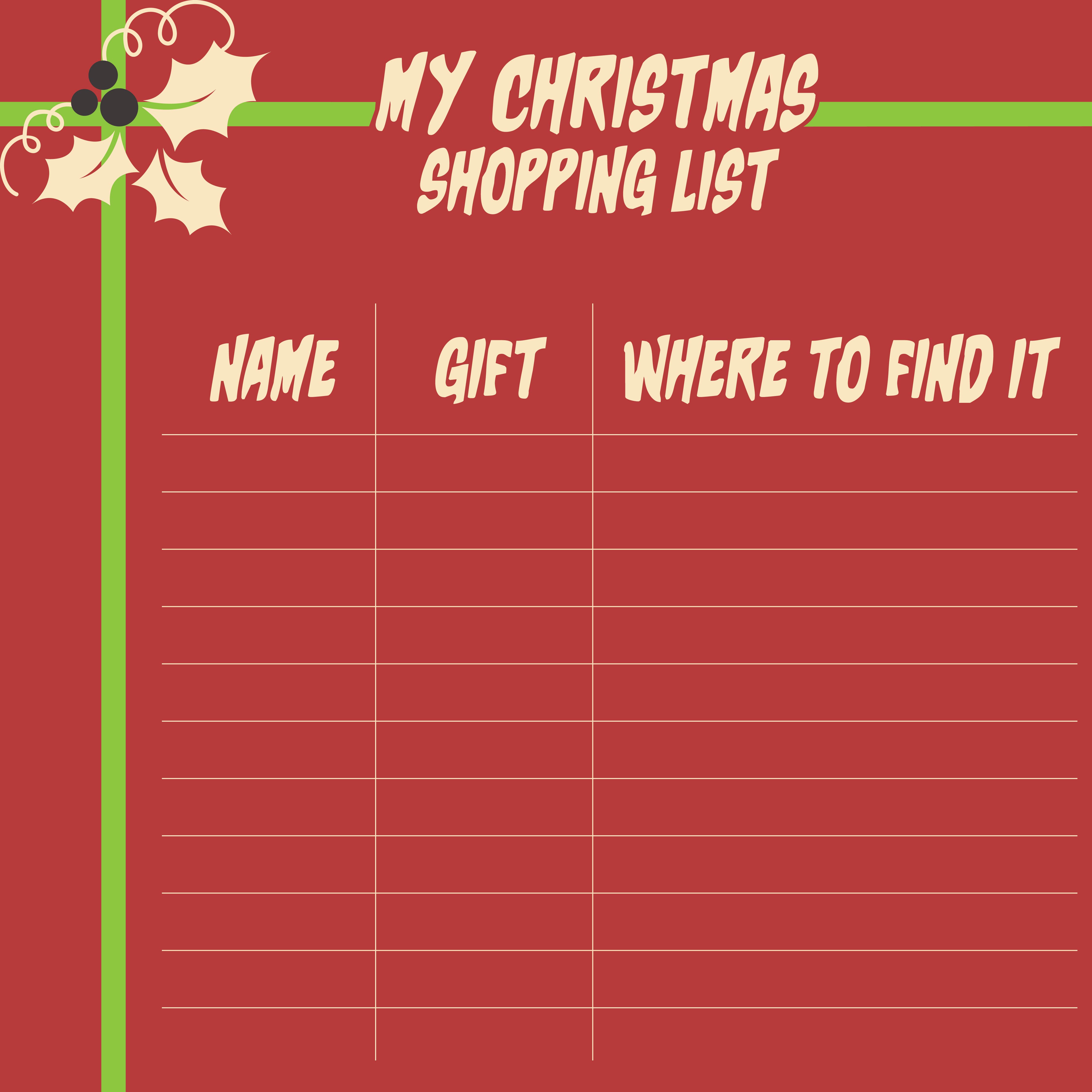 6 Best Images Of Printable Christmas Shopping List Template Christmas