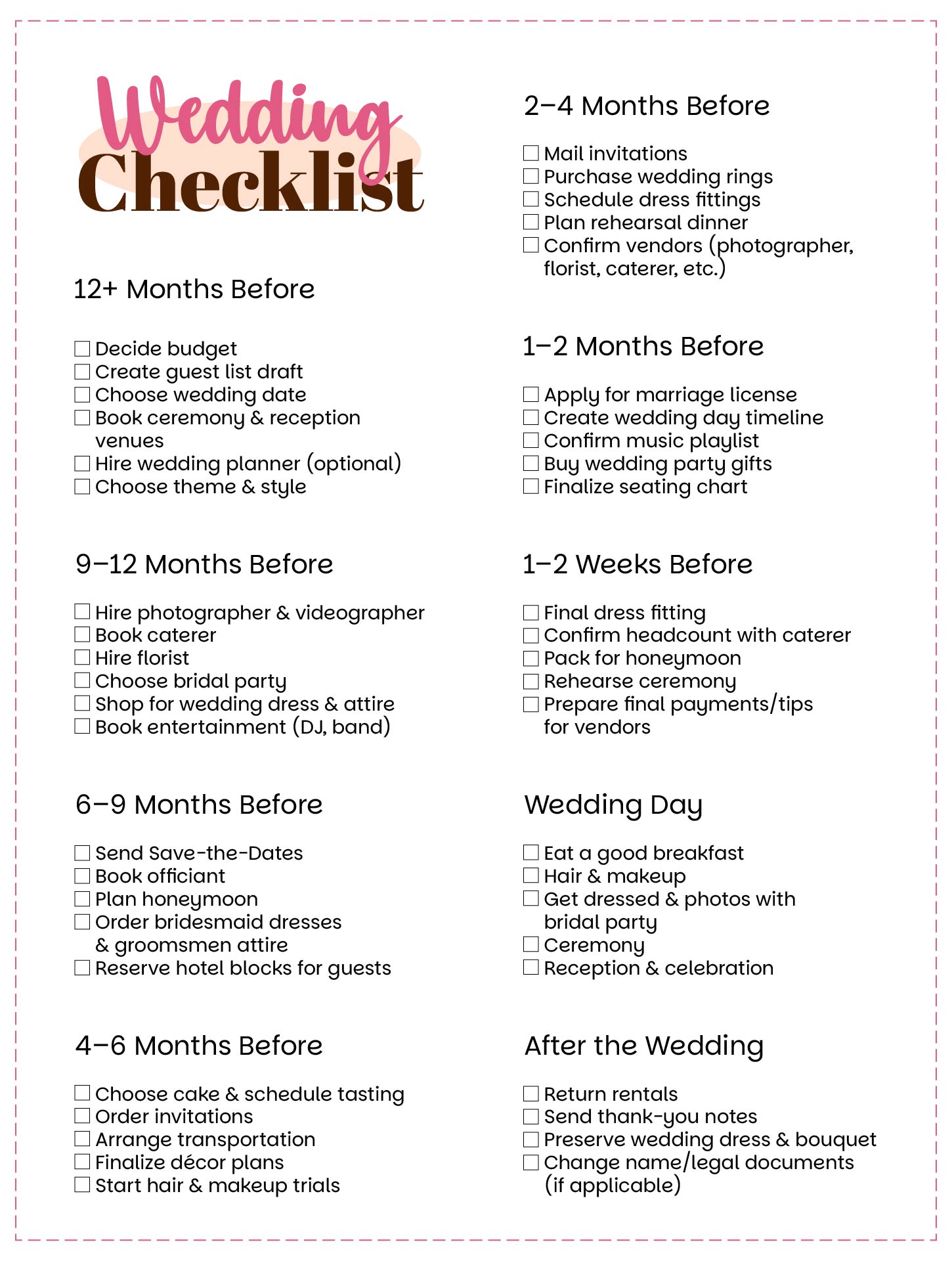 Free Printable Wedding Organizer Template Printable Templates
