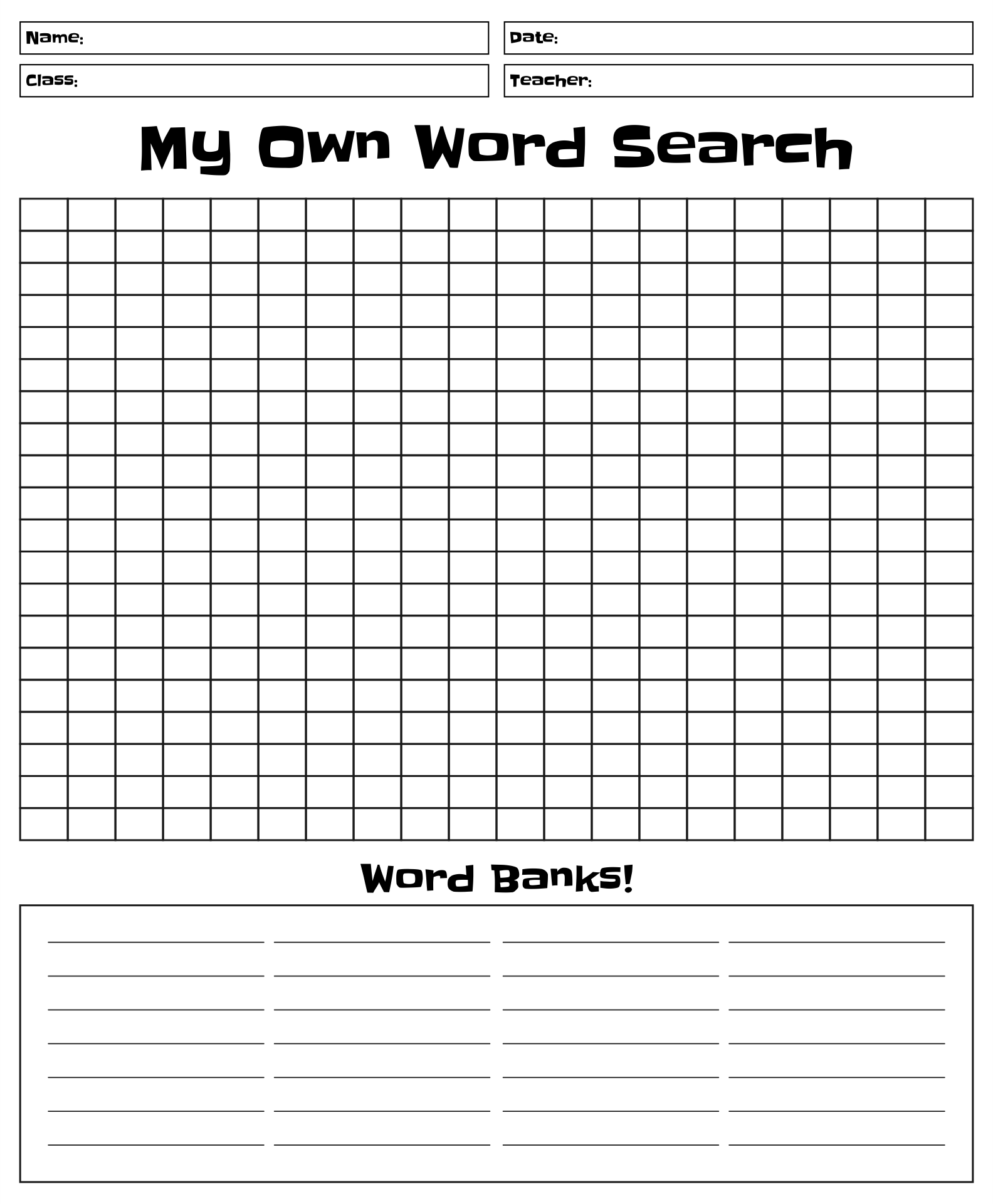 6 Best Images Of Blank Vocabulary Word Searches Printable Word Search 