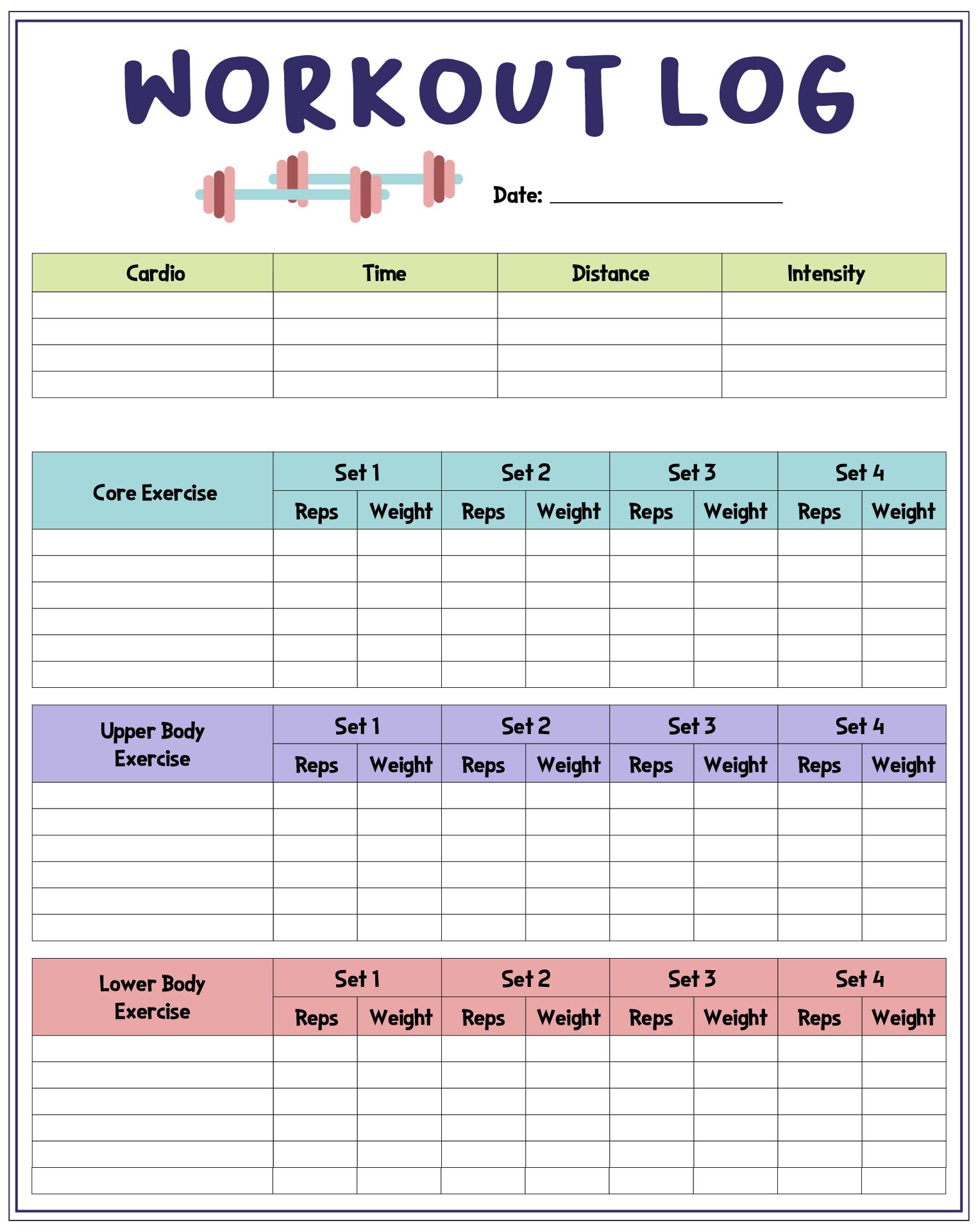 7 Best Images Of Free Printable Diet And Exercise Log Printable Daily 