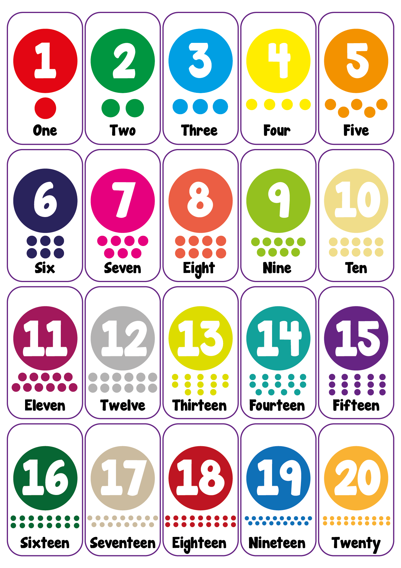 Free Printable Number Flash Cards 1 20