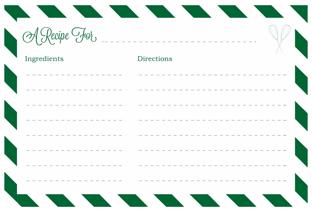 6 Best Images Of Recipe Card Printable Christmas Themed Free 