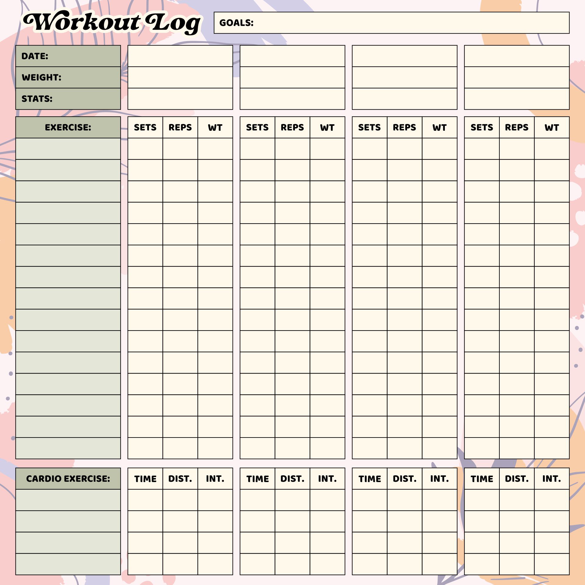 5 Best Images Of Printable Exercise Log Workout Free Printable 