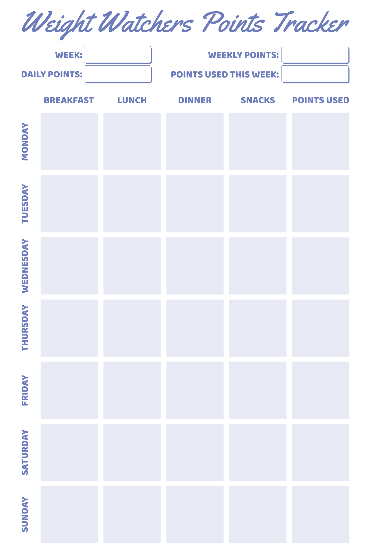 9 Best Images Of Weight Watchers Logs Printable Weight Watchers Food