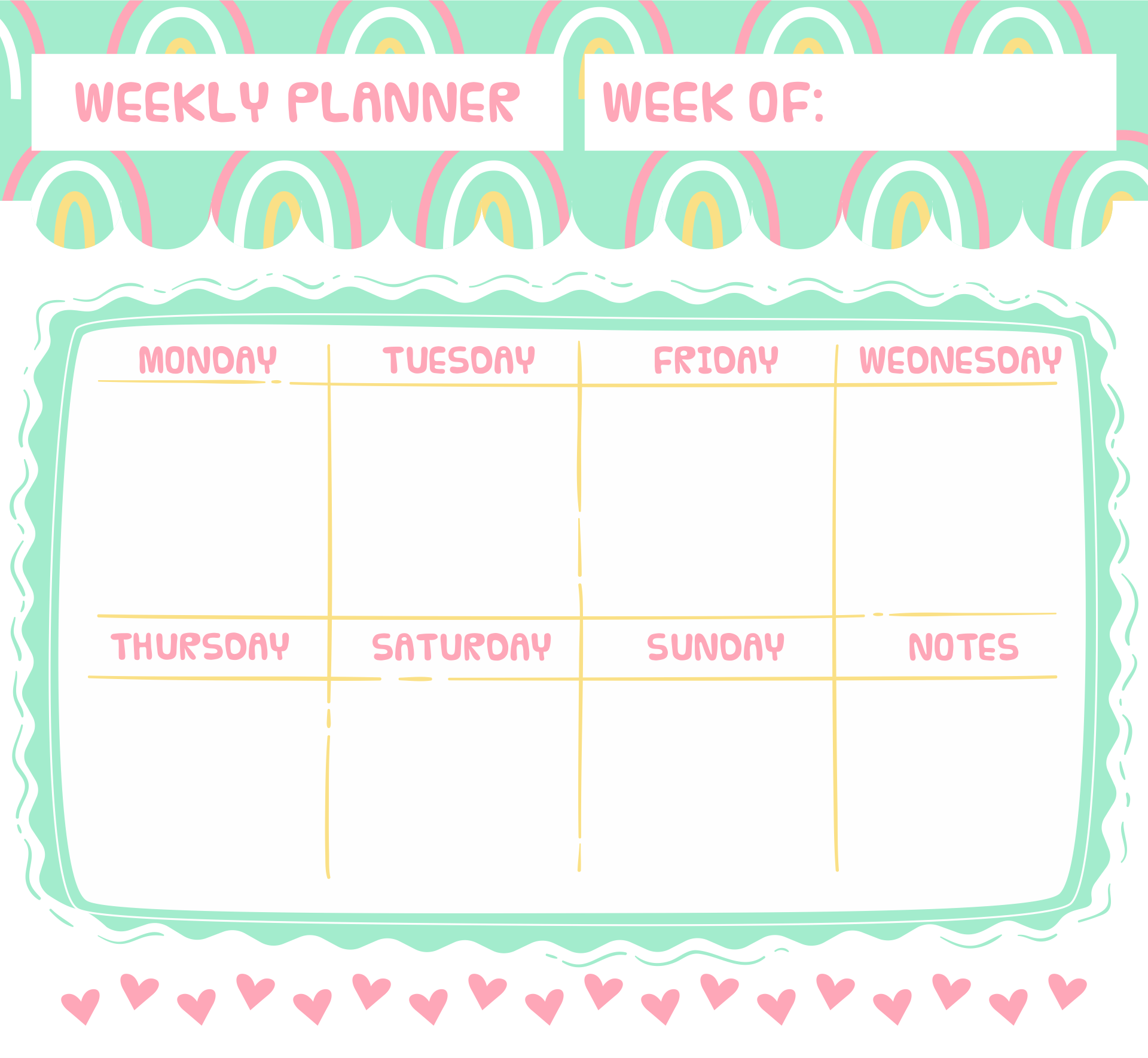 8 Best Images Of Cute Printable Weekly Calendar Sheets Printable 