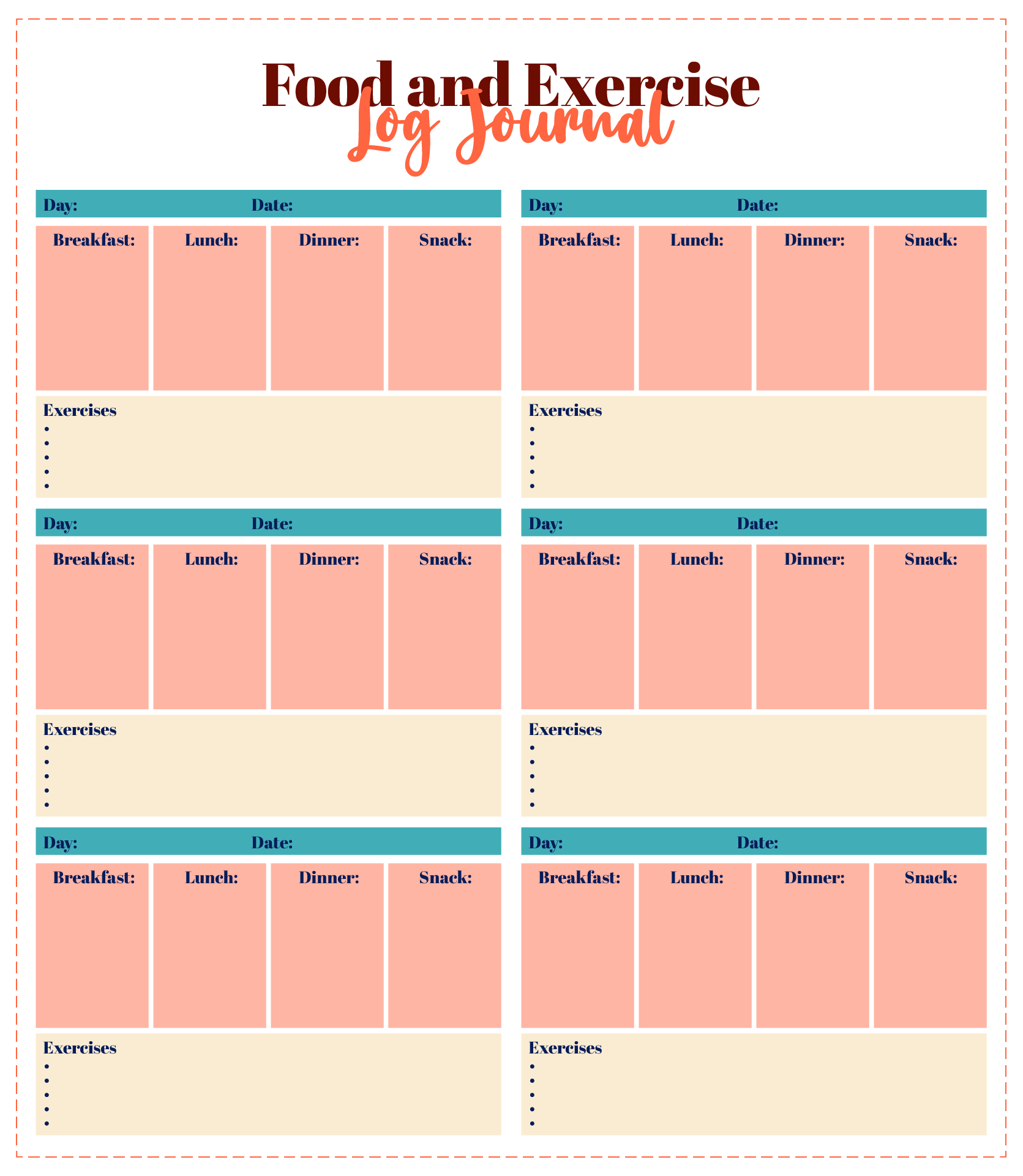 7 Best Images Of Free Printable Diet Journal Template Journal Food 