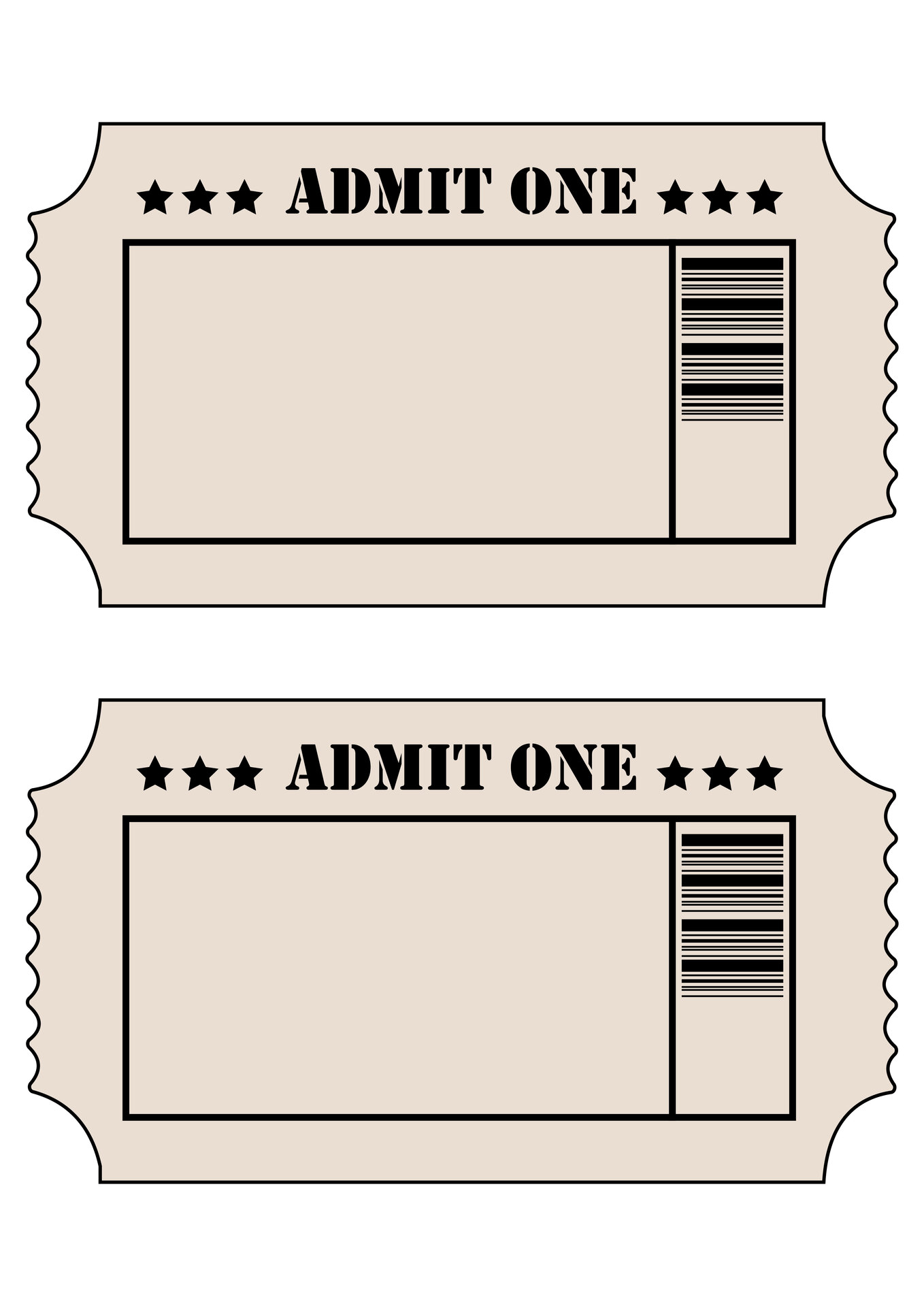 Admit One Ticket Printable Free
