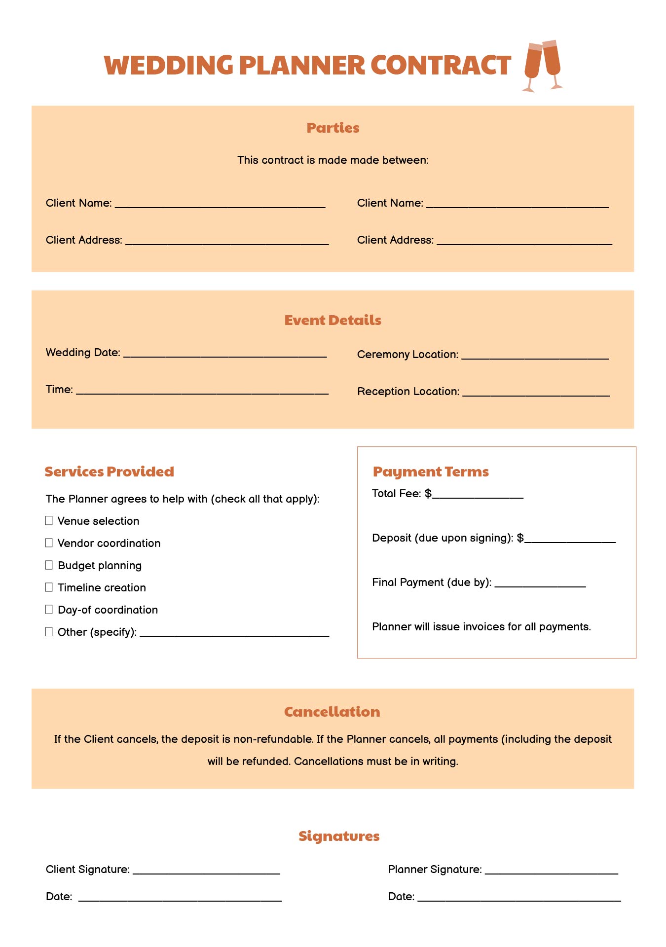 7 Best Images Of Printable Wedding Planner Contract Agreement Wedding 