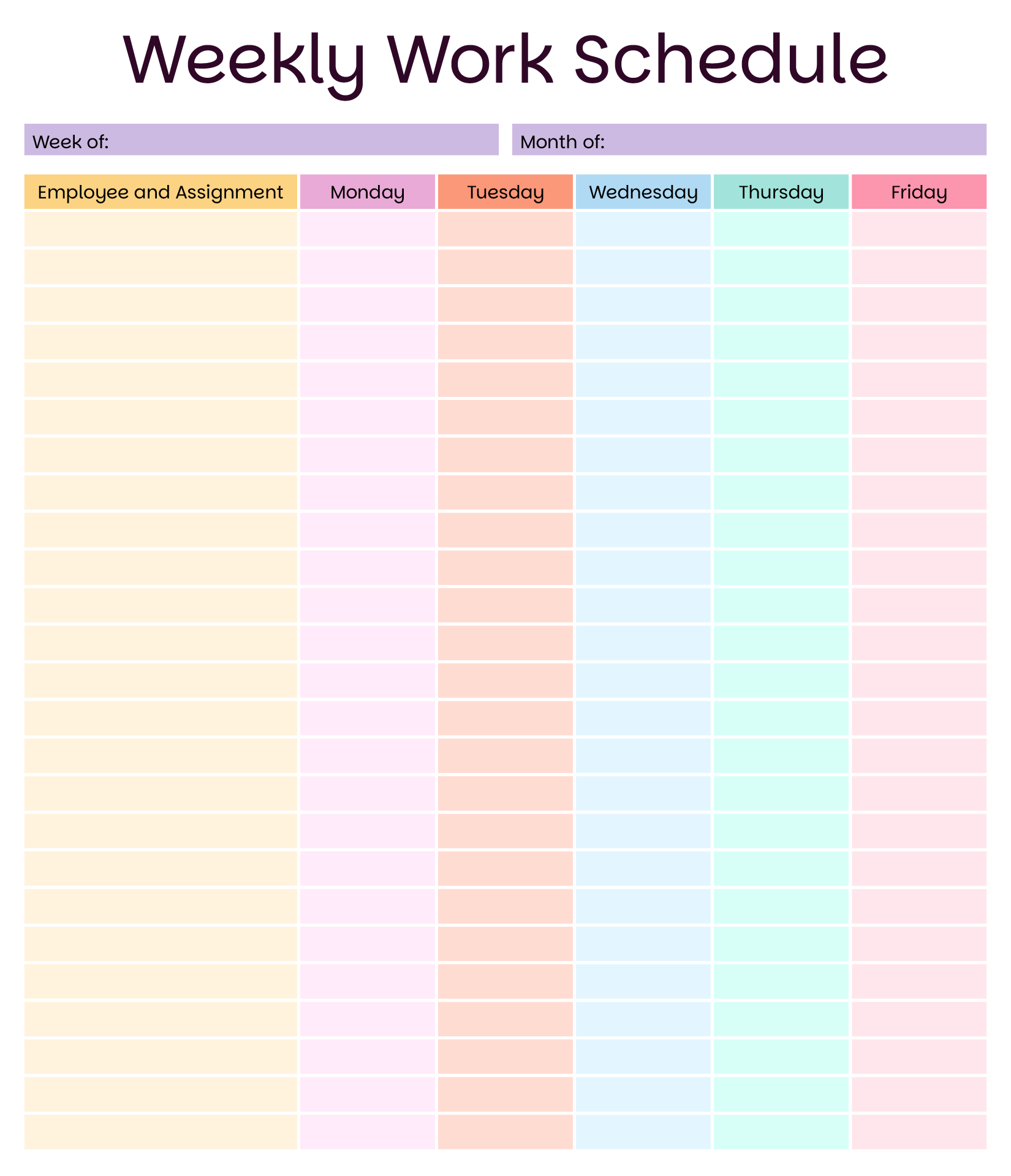 10 Best Images Of Free Printable Blank Employee Schedules Blank 