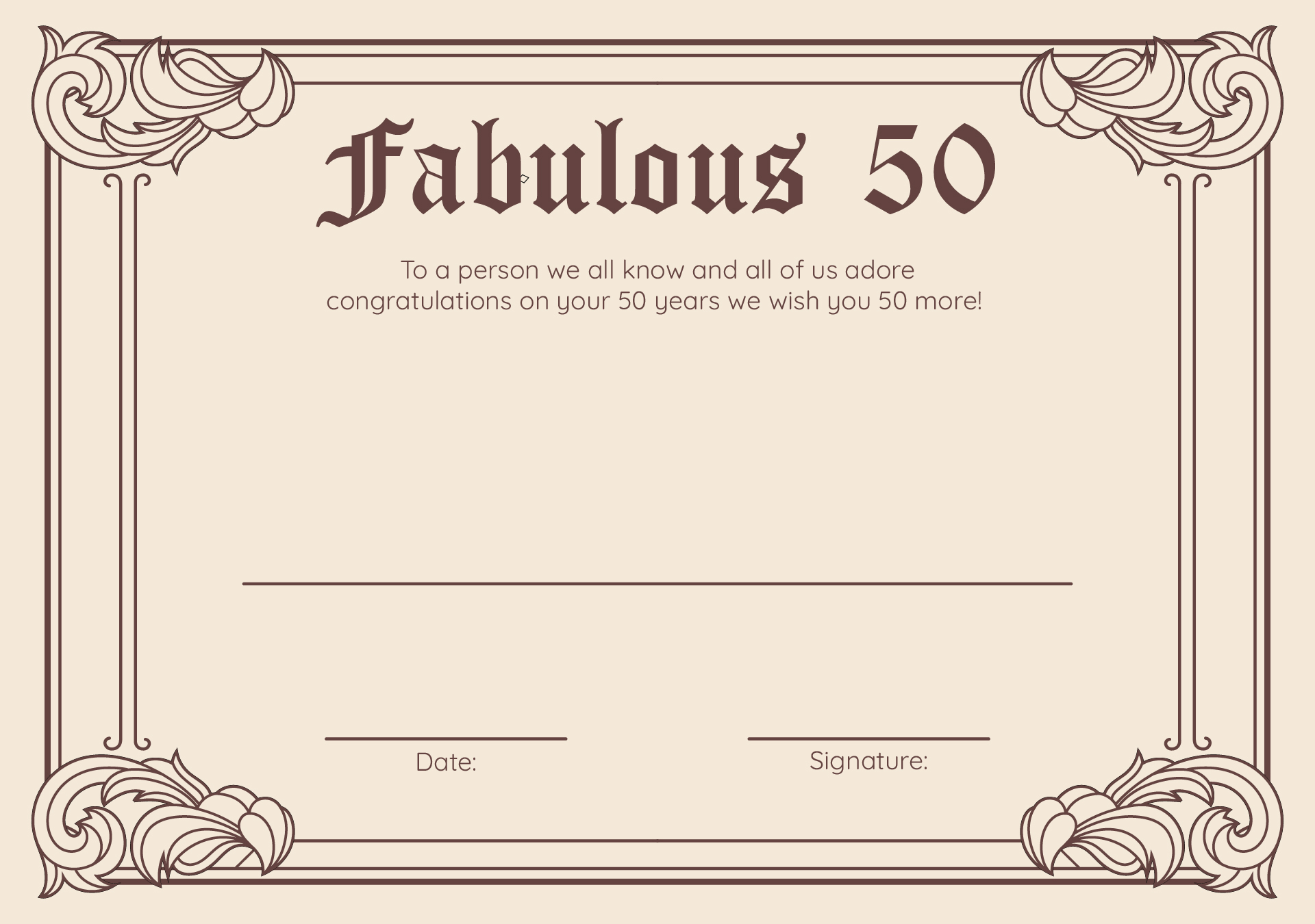 9 Best Images Of 50th Birthday Certificate Printable Free Printable