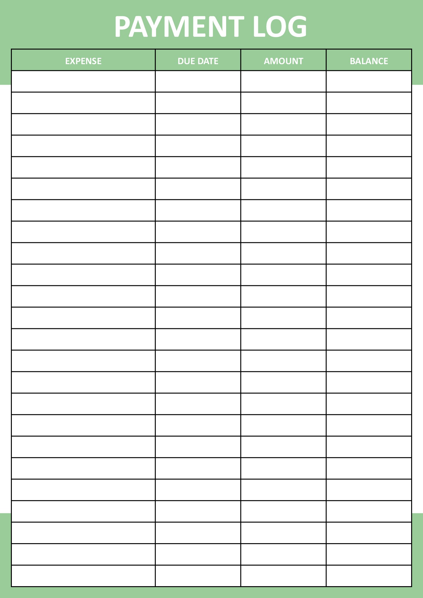 6 Best Images Of Free Printable Payment Log Sheet Template Free 