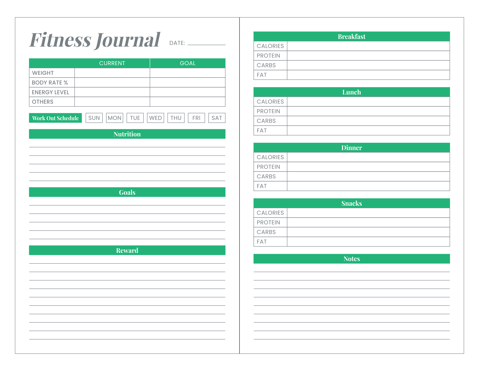 8 Best Images Of Exercise For Weight Loss Food Journal Free Printable 