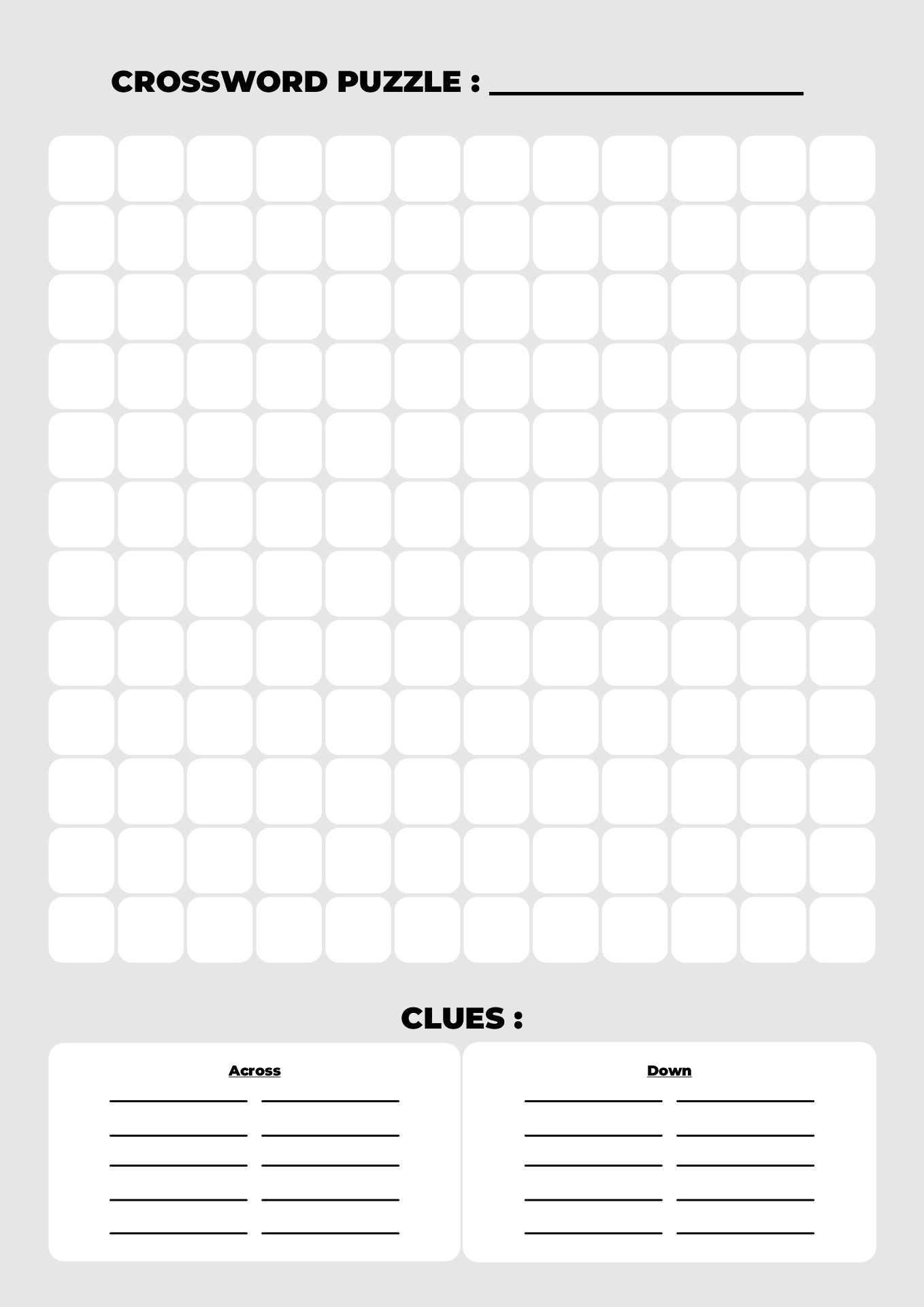 Blank Crossword Puzzle Template