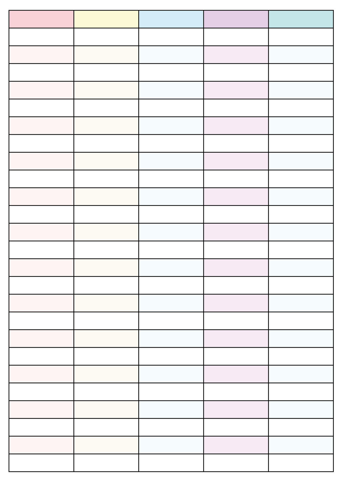 Printable 5 Column Template Printable Word Searches