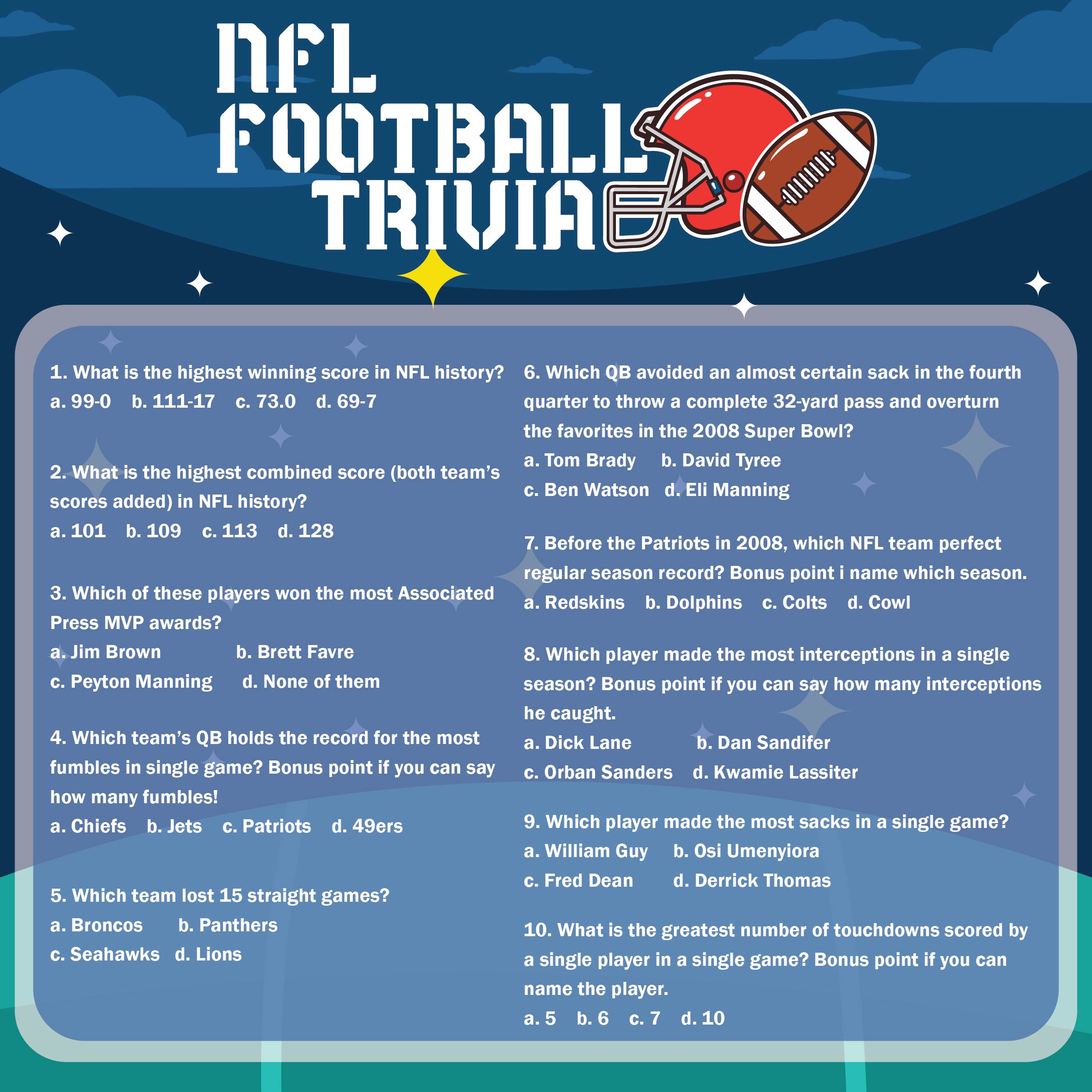 Easy Football Trivia Questions And Answers Printable Easy Football Trivia Questions And Answers Printable