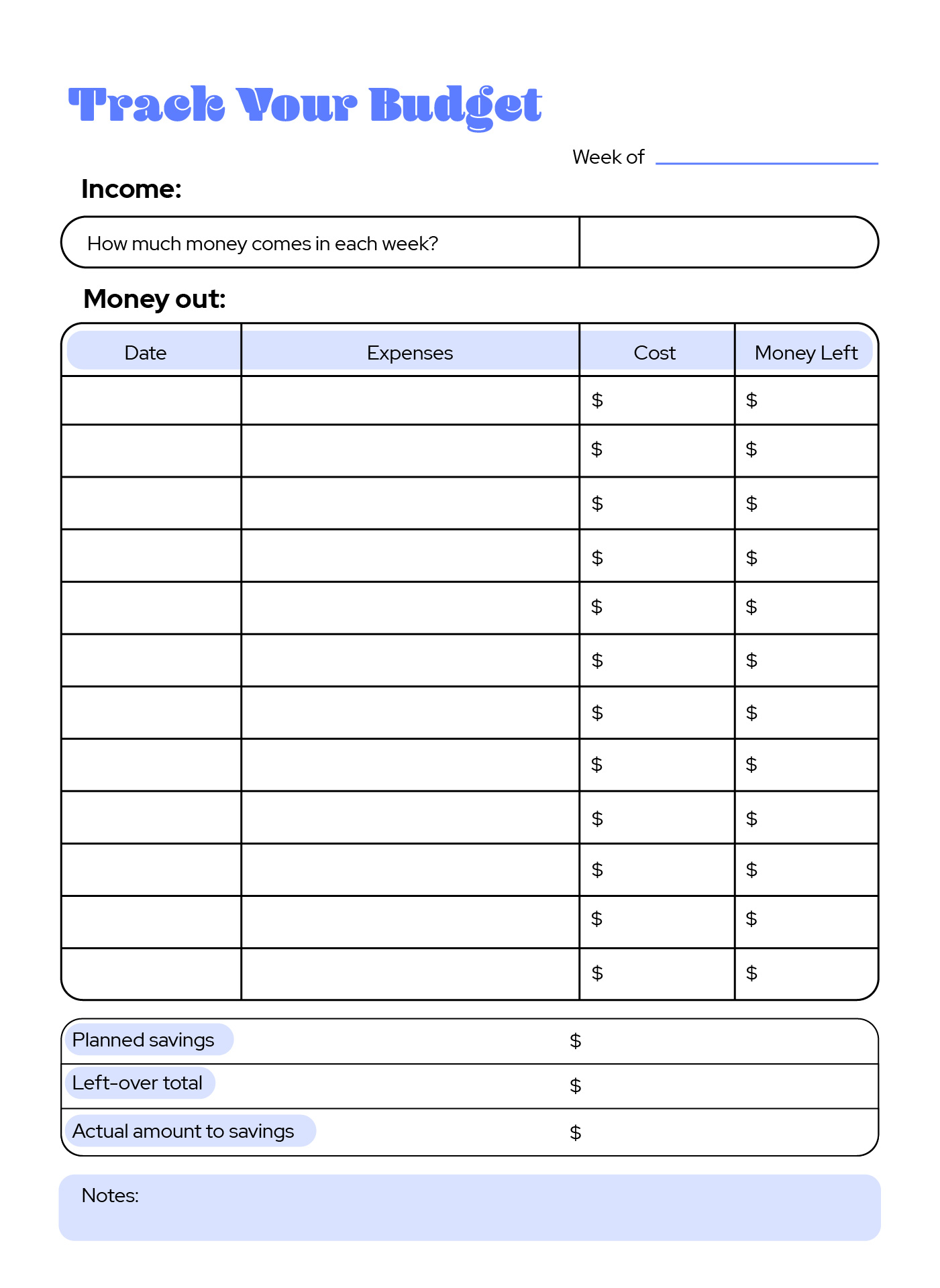 8 Best Images Of Weekly Budget Worksheet Free Printable Bi Weekly 