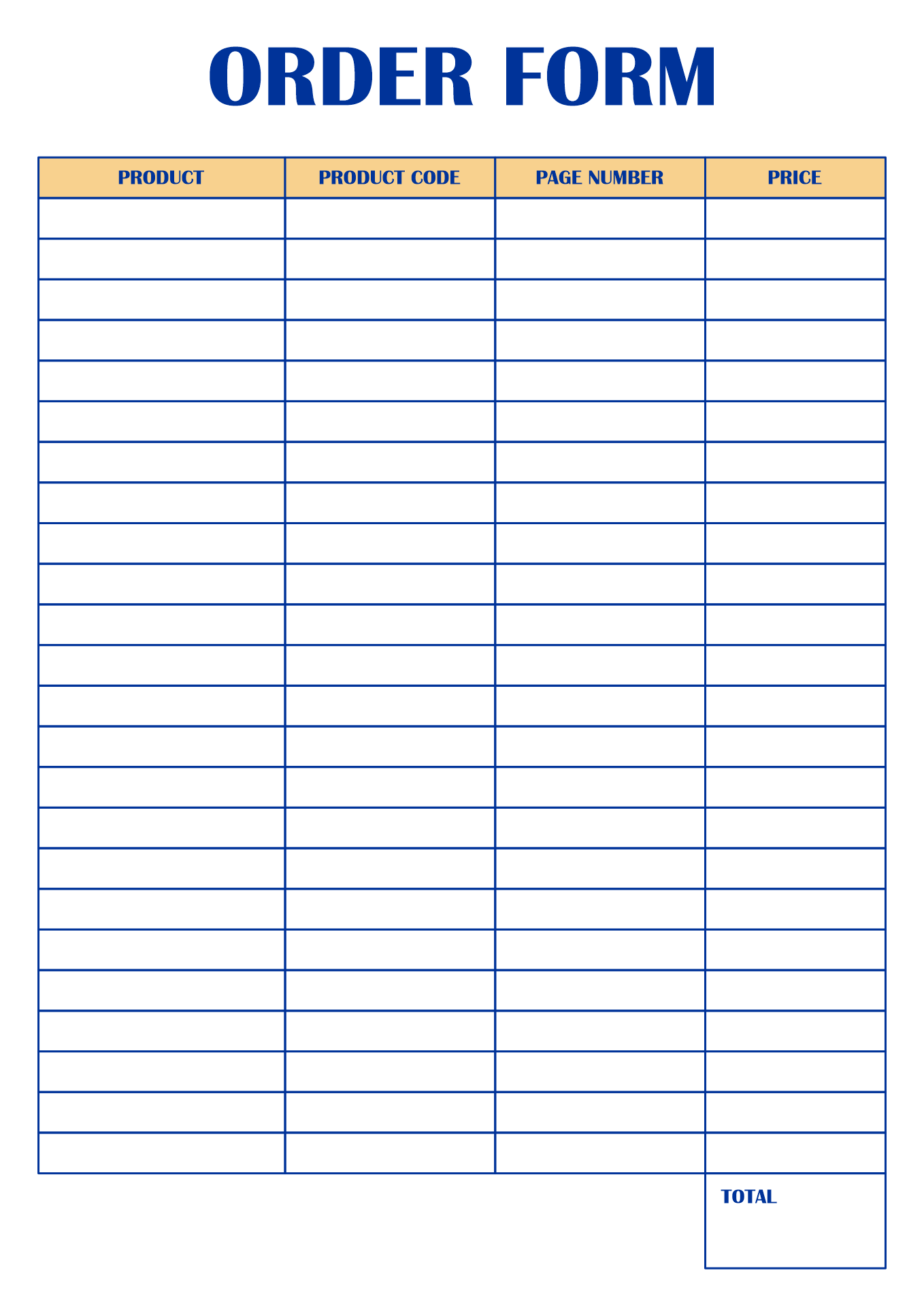 Printable Blank Order Form Template Free Printable Templates