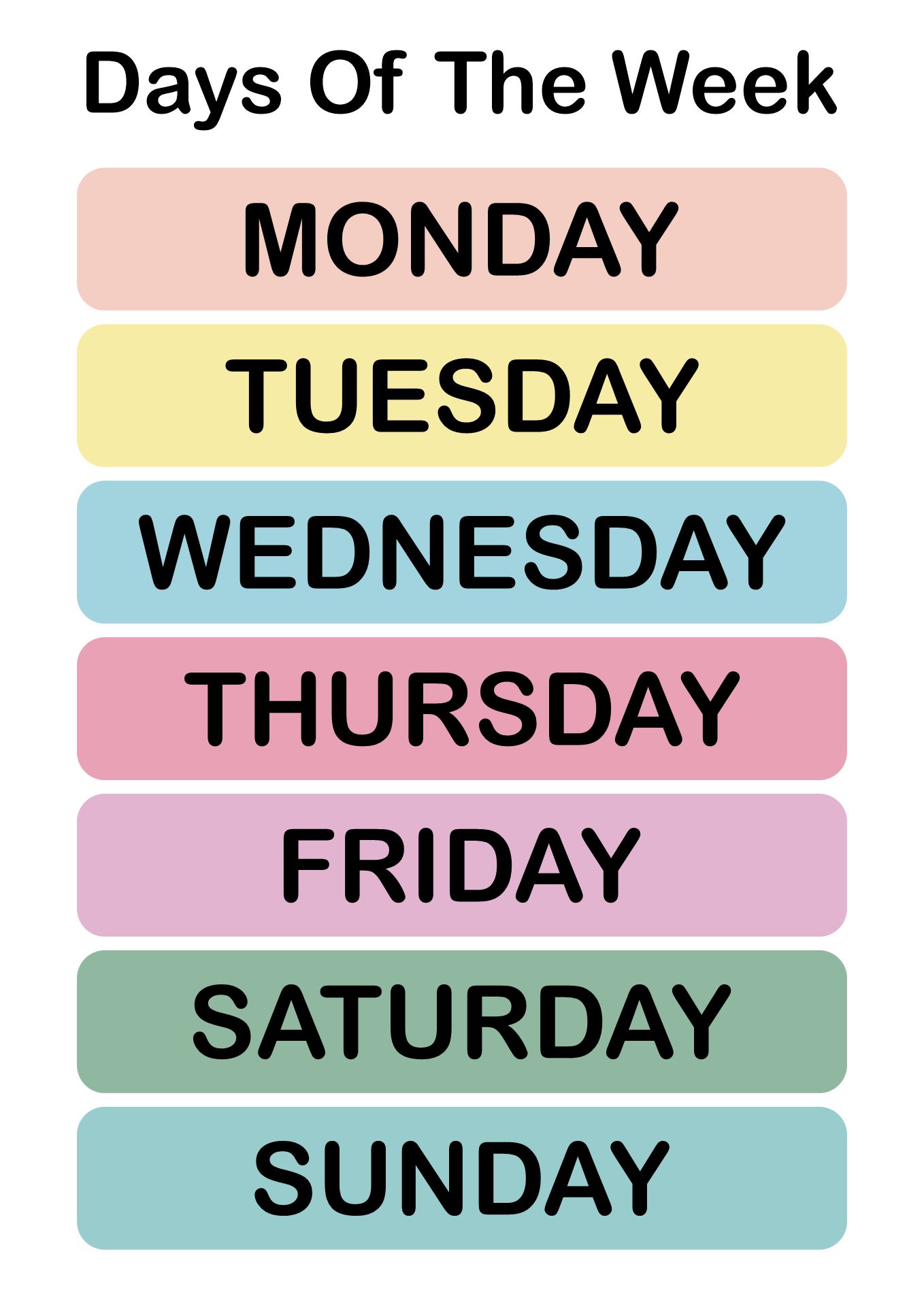 Free Printable Days Of The Week