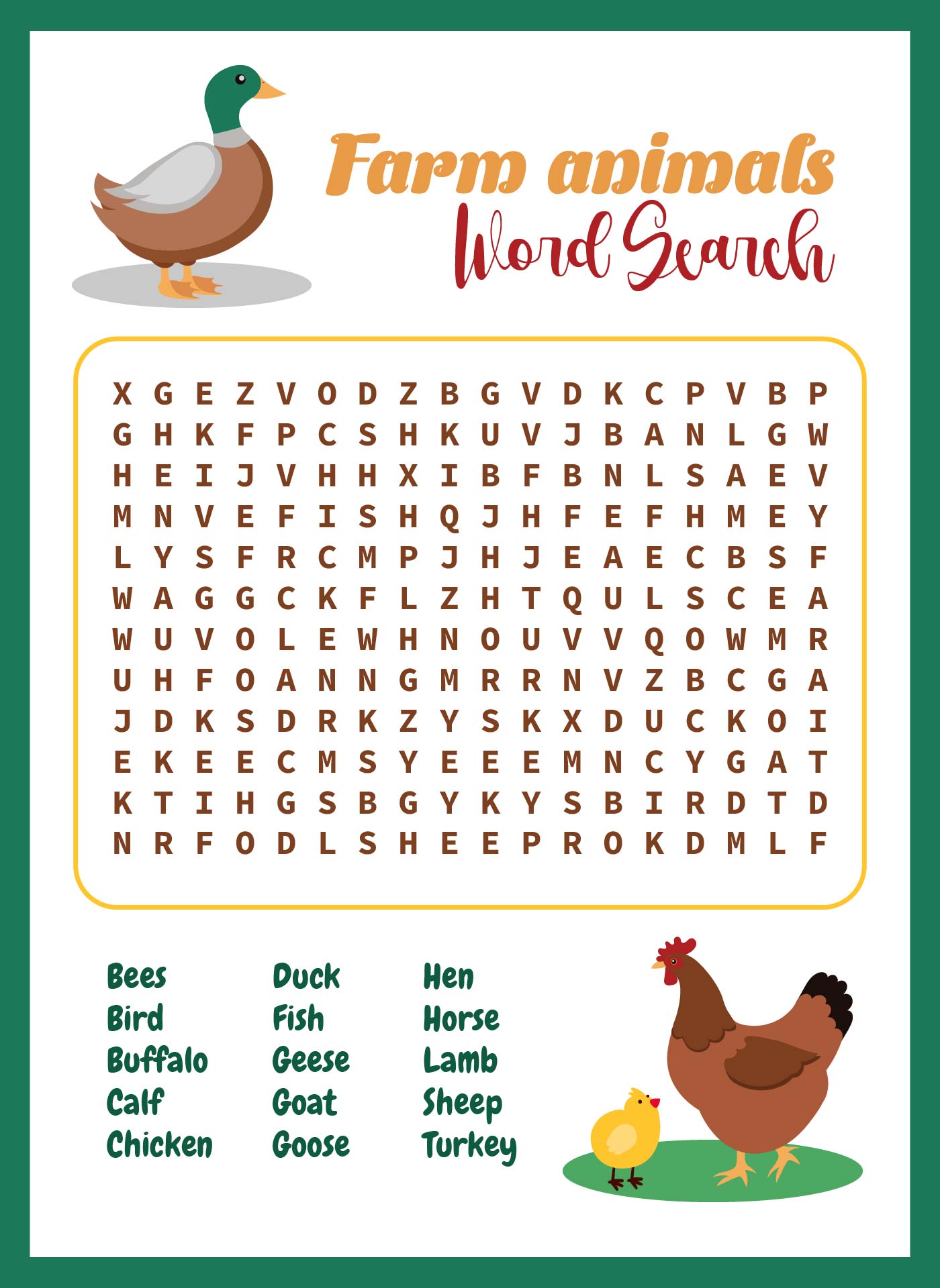 Word Search Easy Printable Brennan
