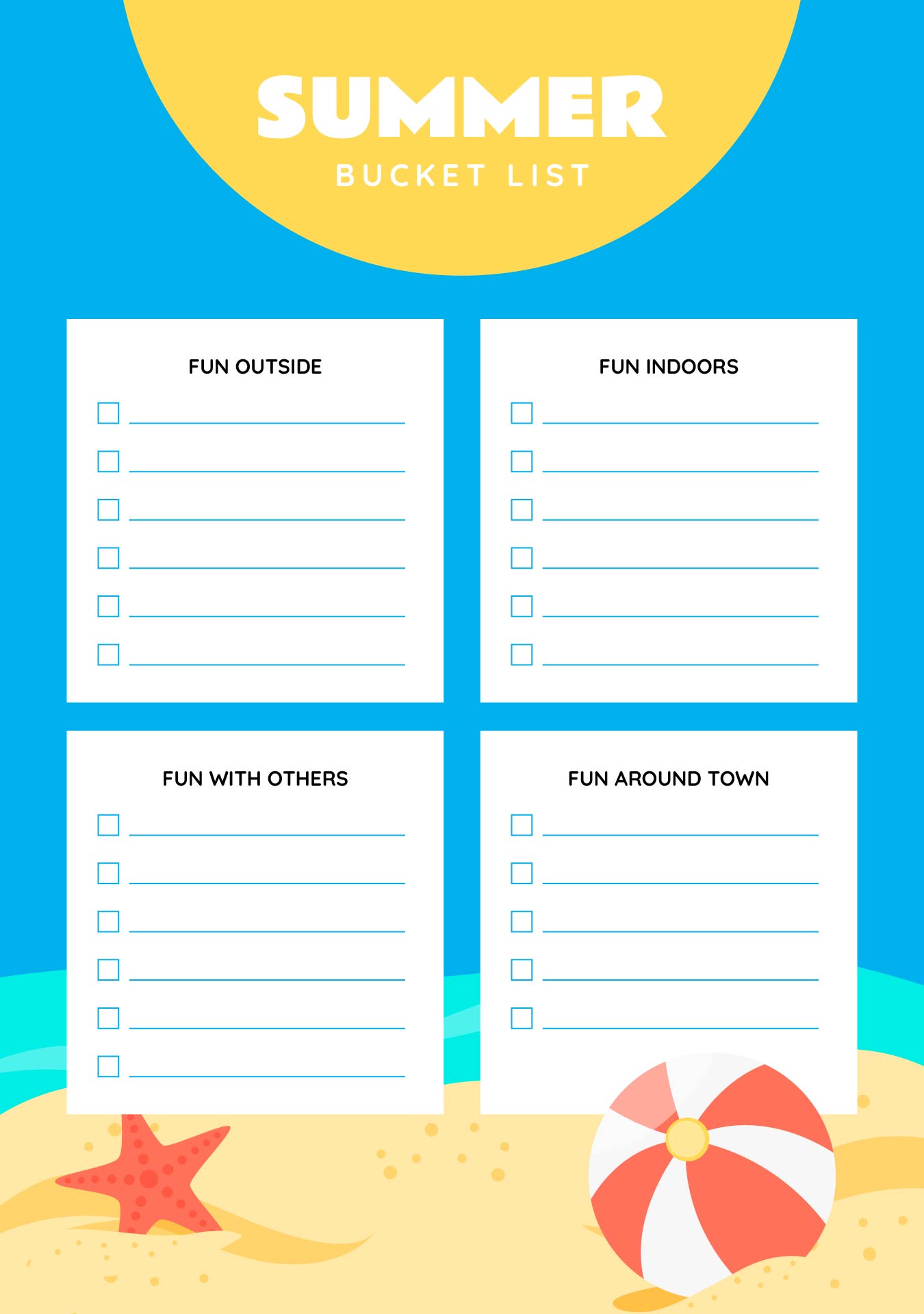 4 Best Images Of Printable Blank Summer Bucket List Life Blank Summer 4 Best Images Of Printable Blank Summer Bucket List Life Blank Summer