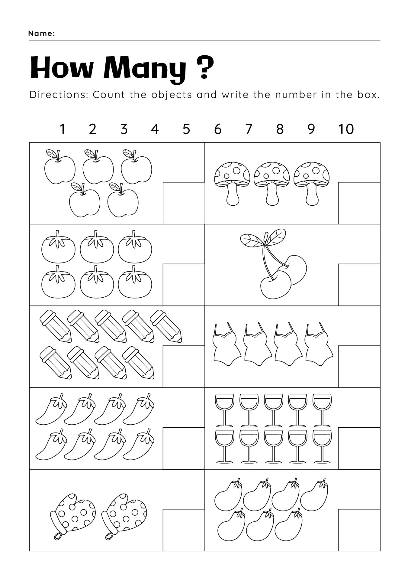 6 Best Images Of Kindergarten Printable Counting 1 10 Worksheets 