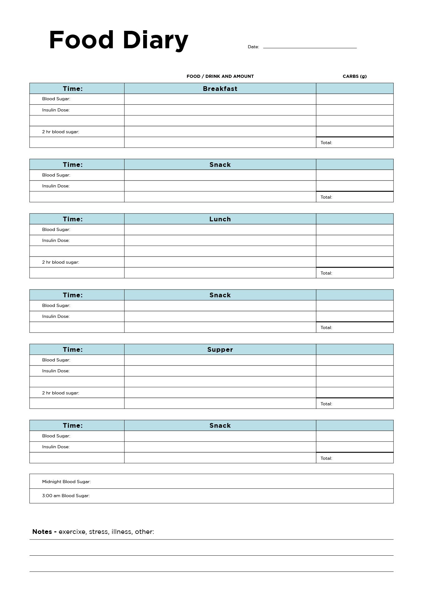7 Best Images Of Free Printable Diabetic Food Journal Free Printable ... 7 Best Images Of Free Printable Diabetic Food Journal Free Printable ...