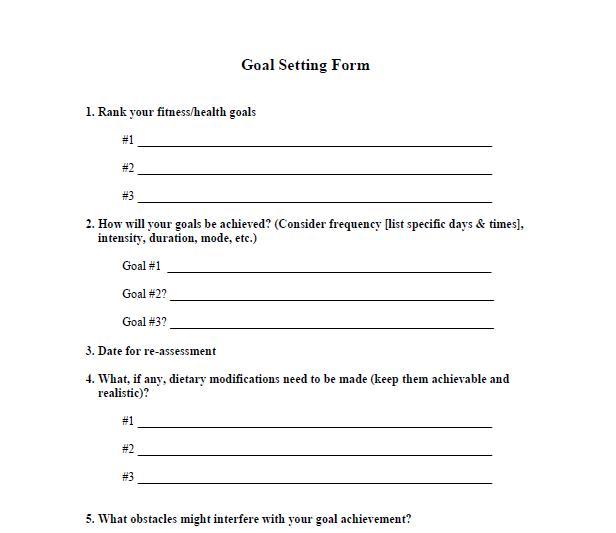 4 Best Images of Printable Goal Setting Forms - Fitness Goal Setting ... 4 Best Images of Printable Goal Setting Forms - Fitness Goal Setting ...