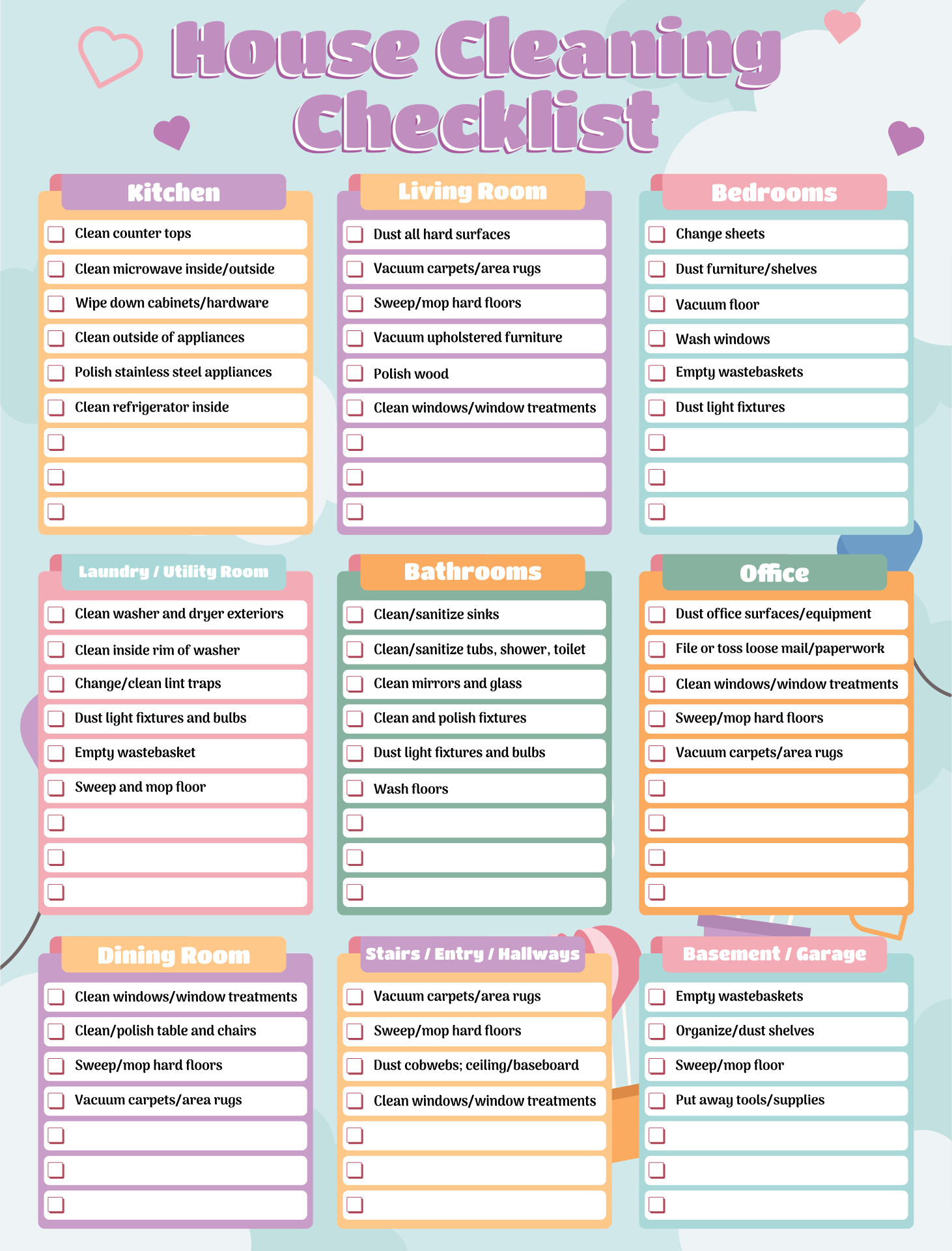 9 Best Images Of Maid Service Checklist Printable House Cleaning 