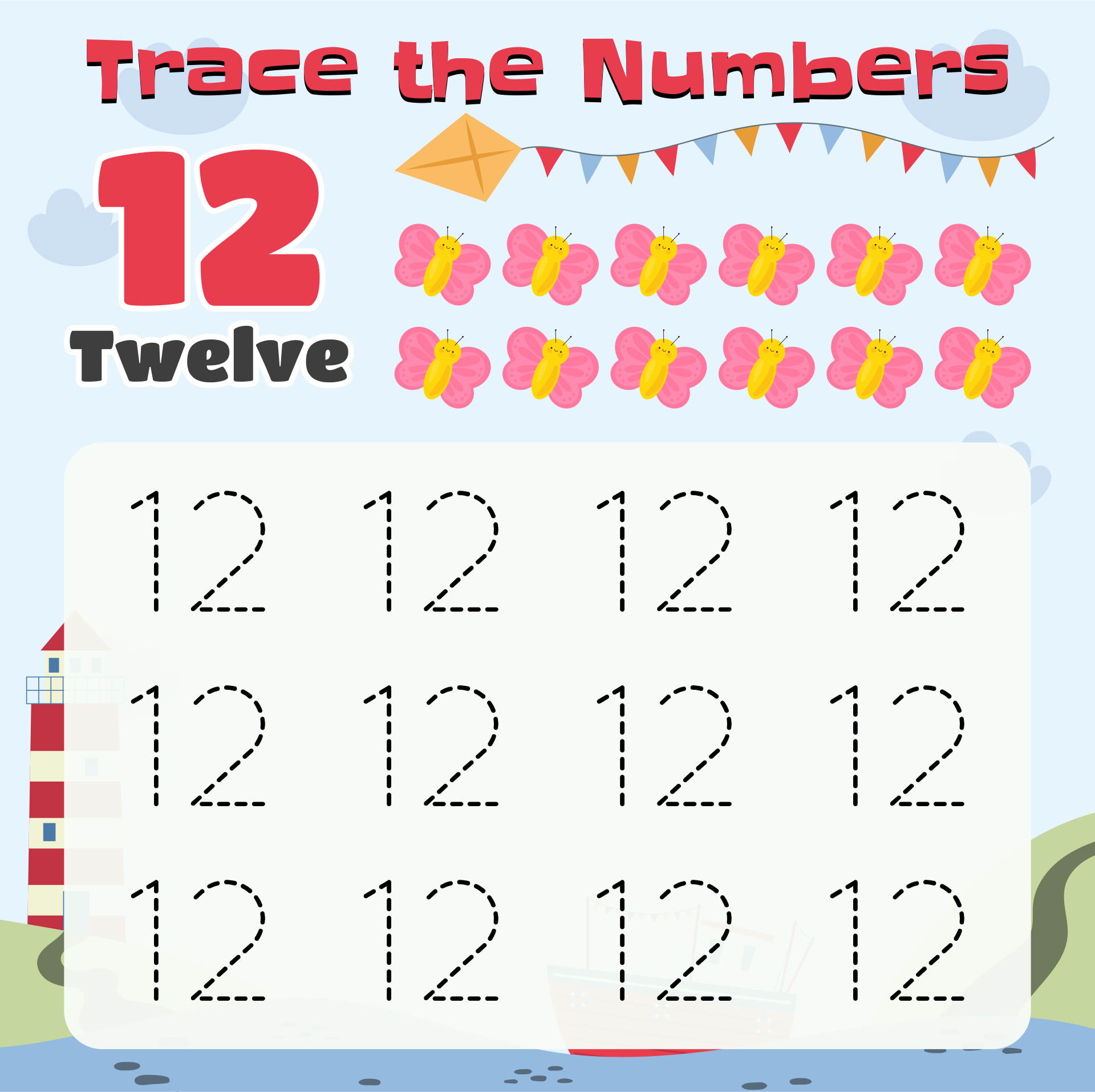 4 Best Images Of 12 Free Printable Number Worksheets Number Tracing 