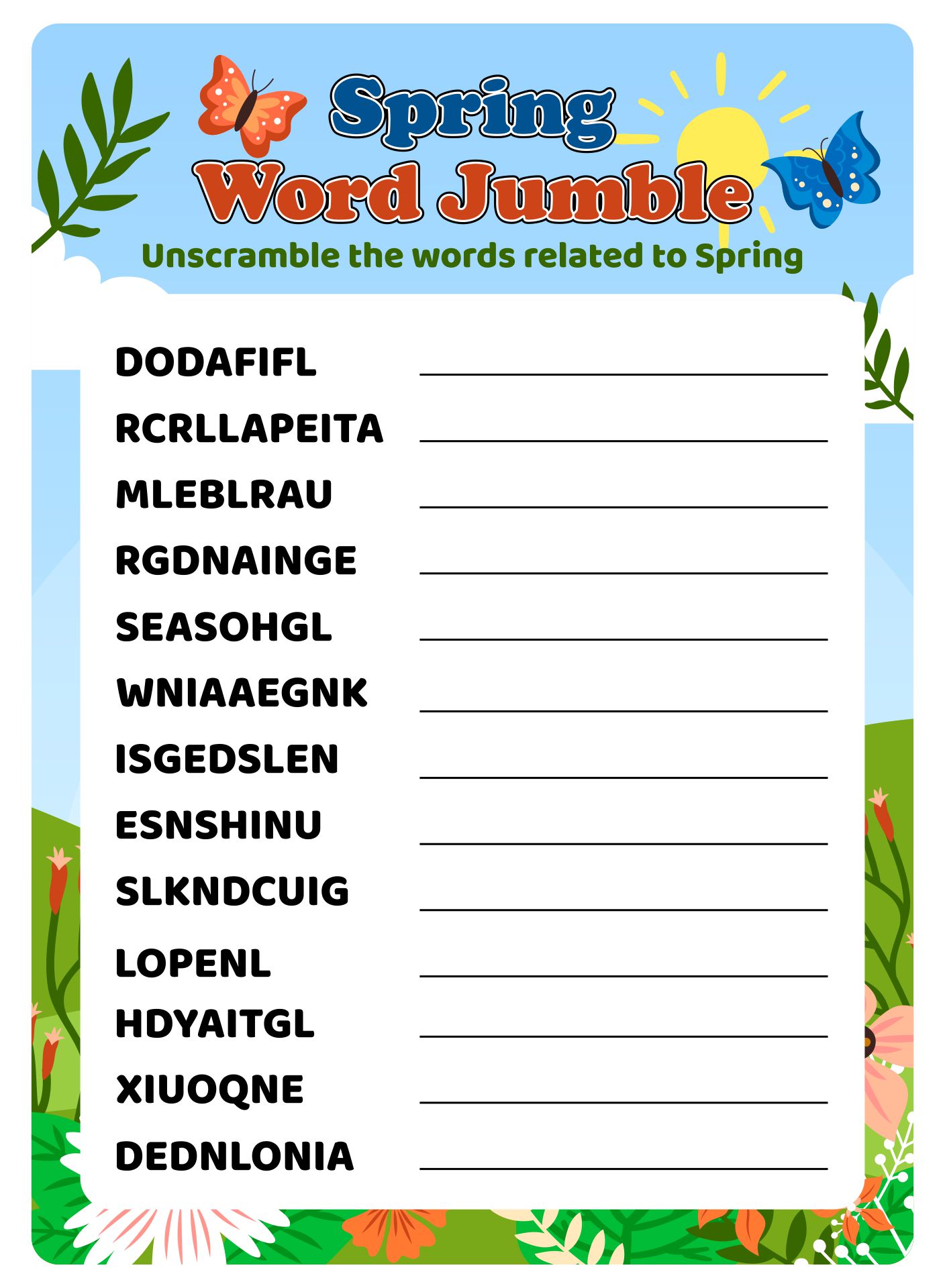 Printable Jumbled Words Words Print