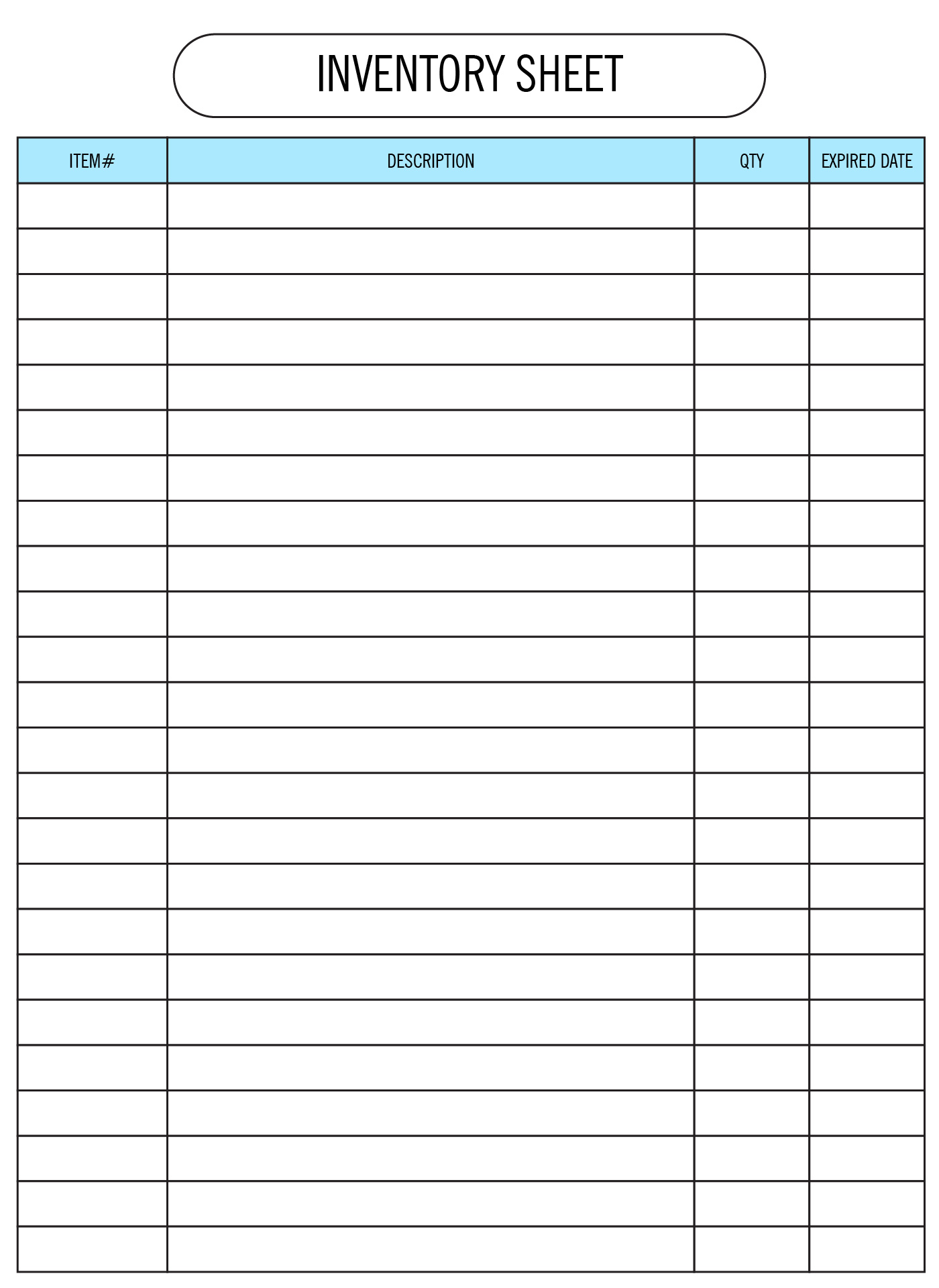 Free Printable Inventory Sheets Business Free Printable Gambaran