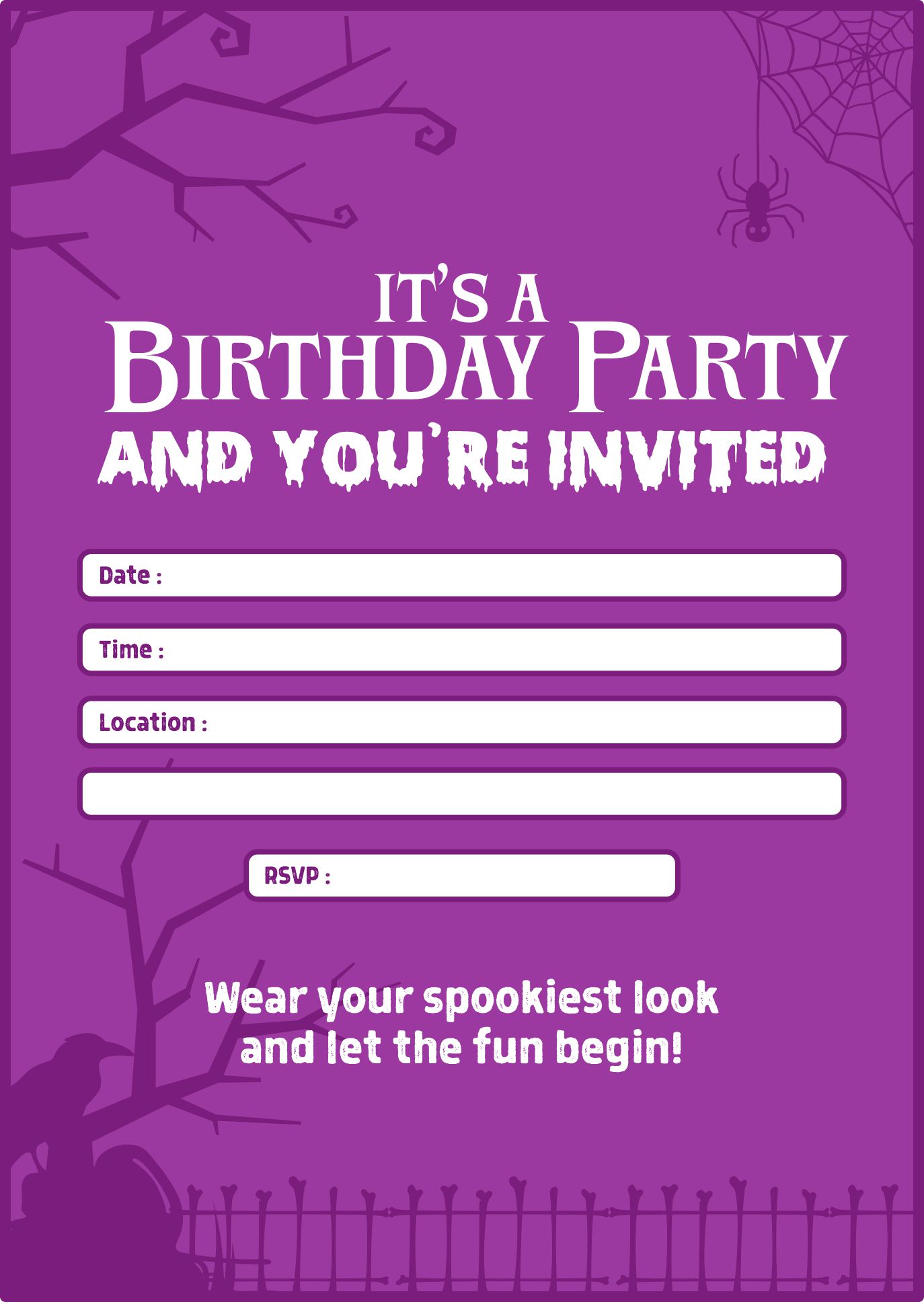 5 Best Images Of Halloween Birthday Invitations Printable Halloween 