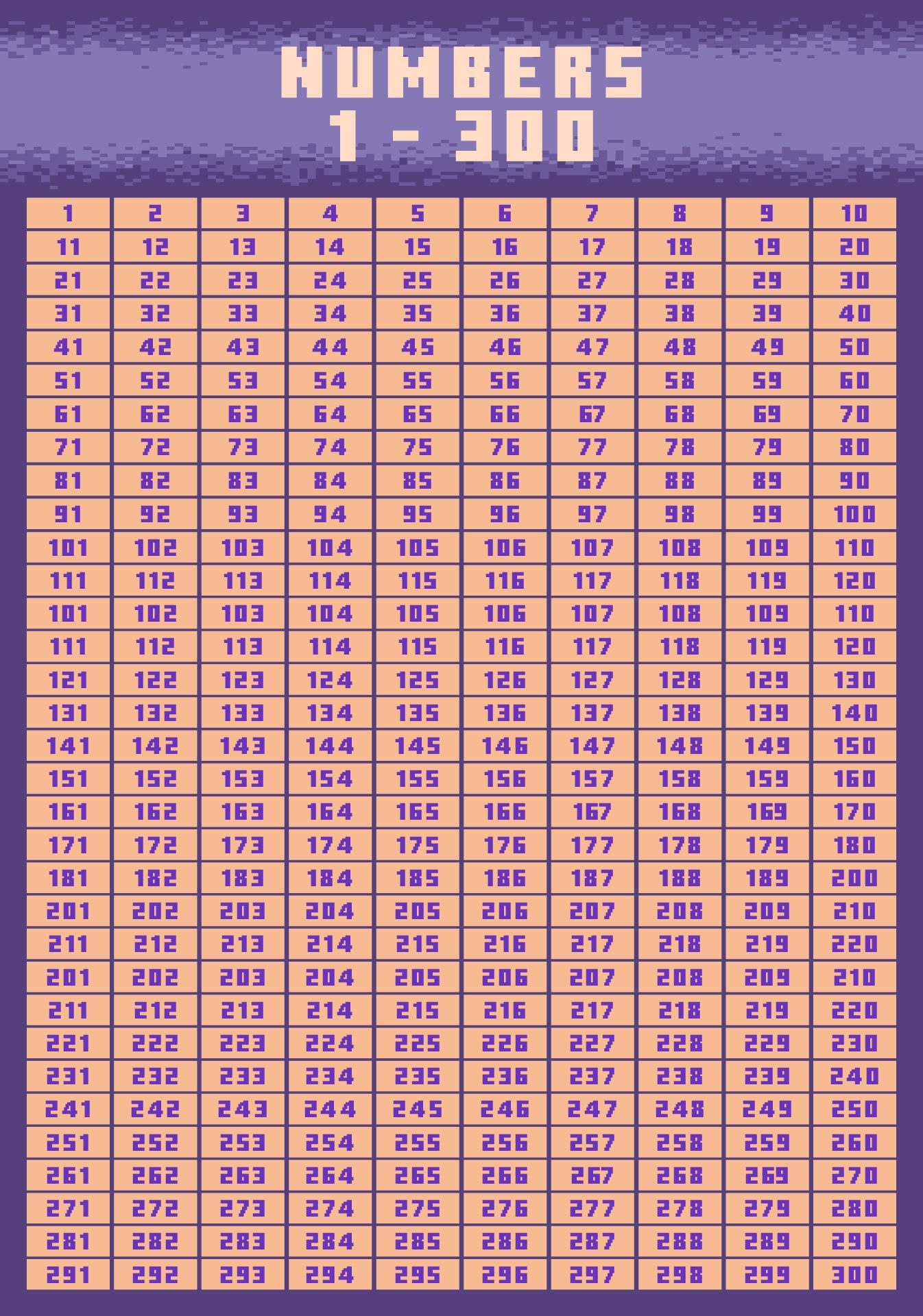 8 Best Images Of Large Printable Numbers 1 300 Printable Number Chart 