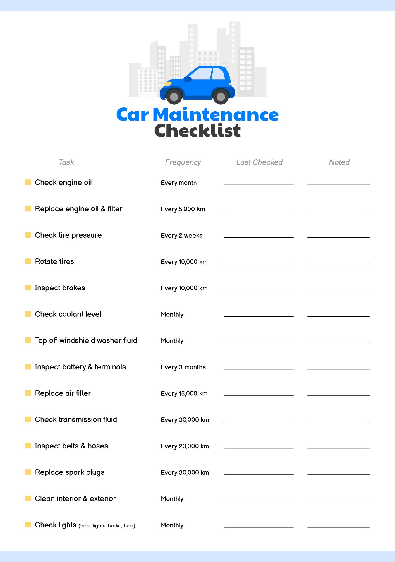 5 Best Images Of Home Maintenance Checklist Printable Car Maintenance 