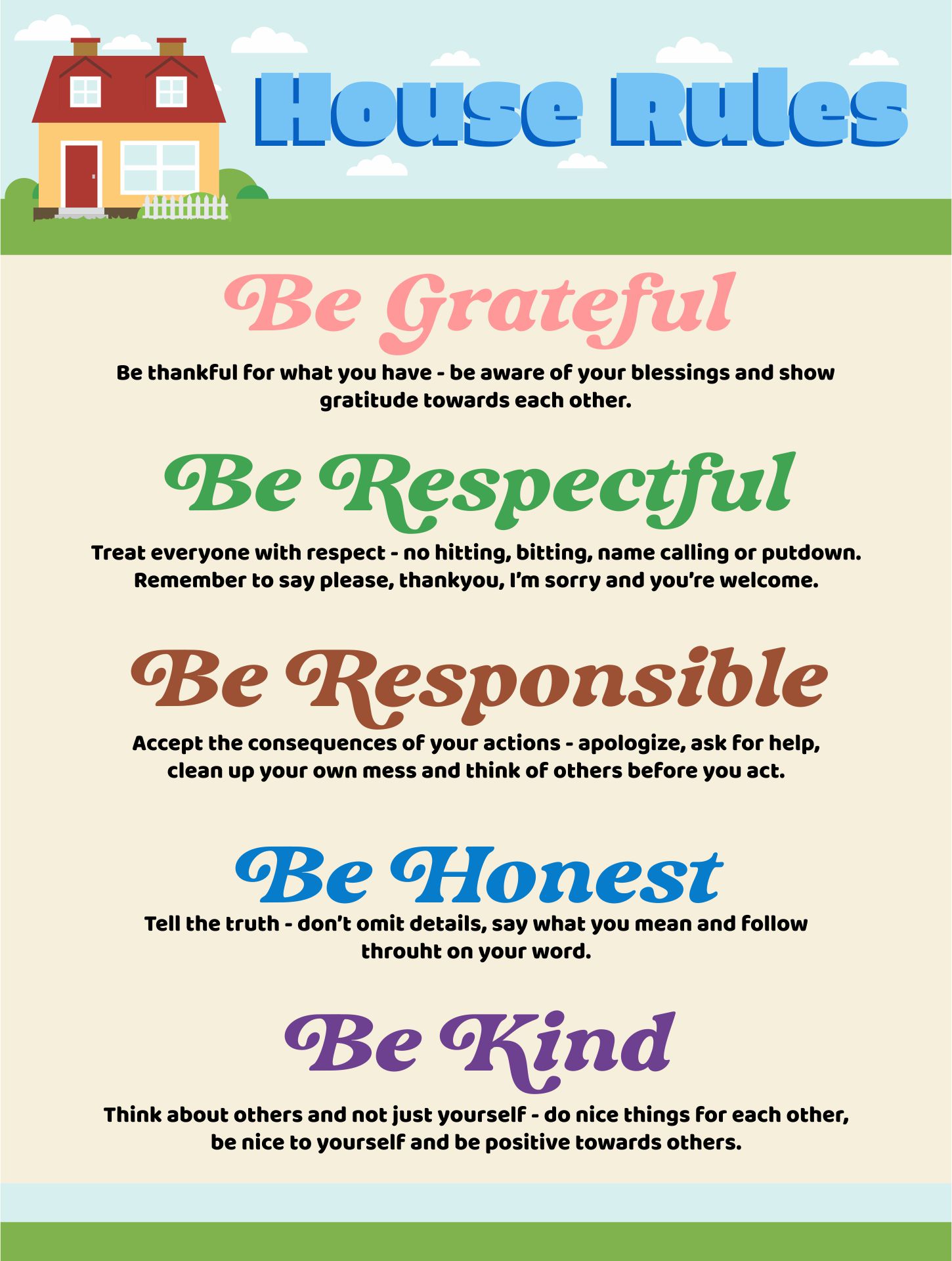 Printable Visual House Rules Printable Word Searches